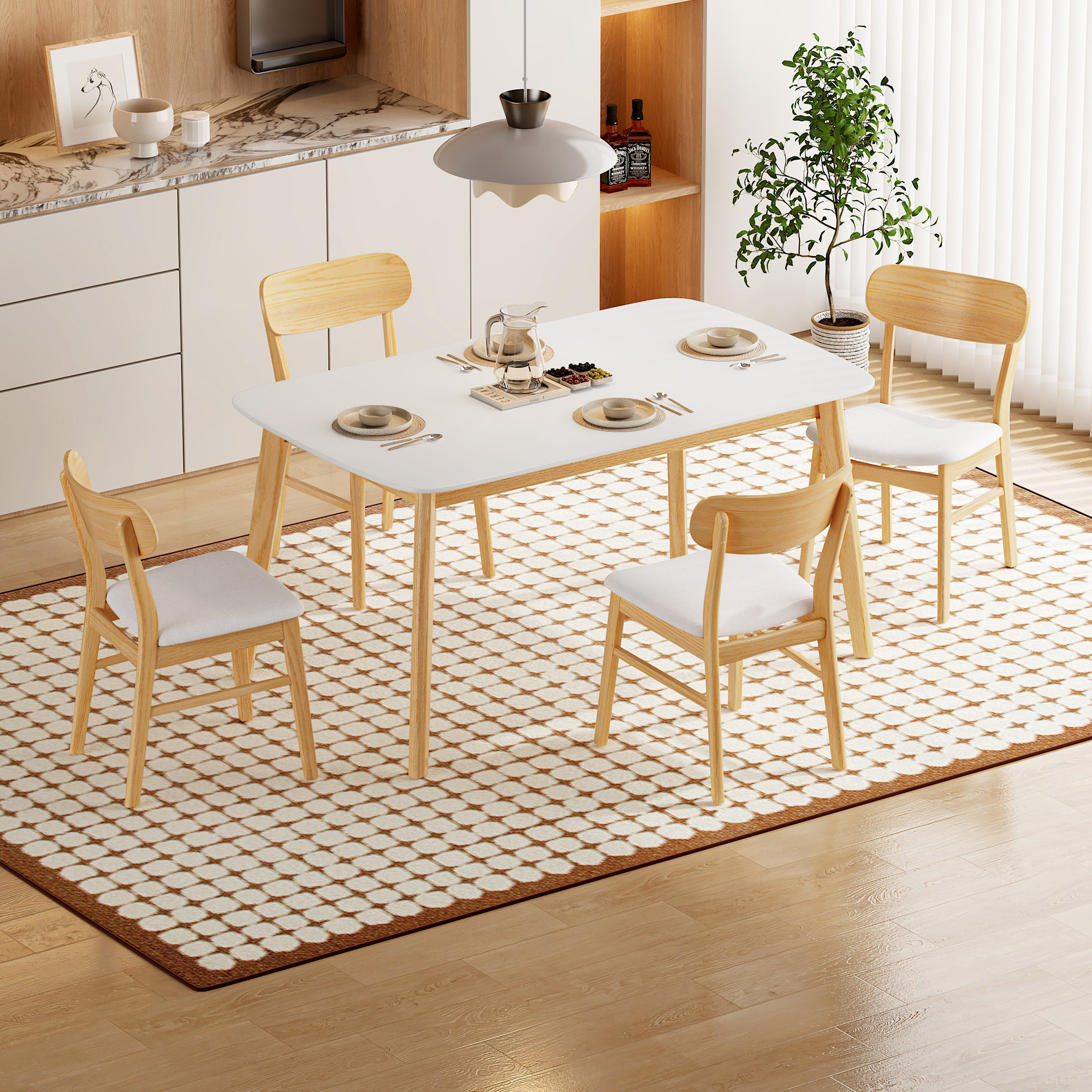 Millwood Pines Gariepy 5-Piece Dining Set with Faux Wood Tabletop ...