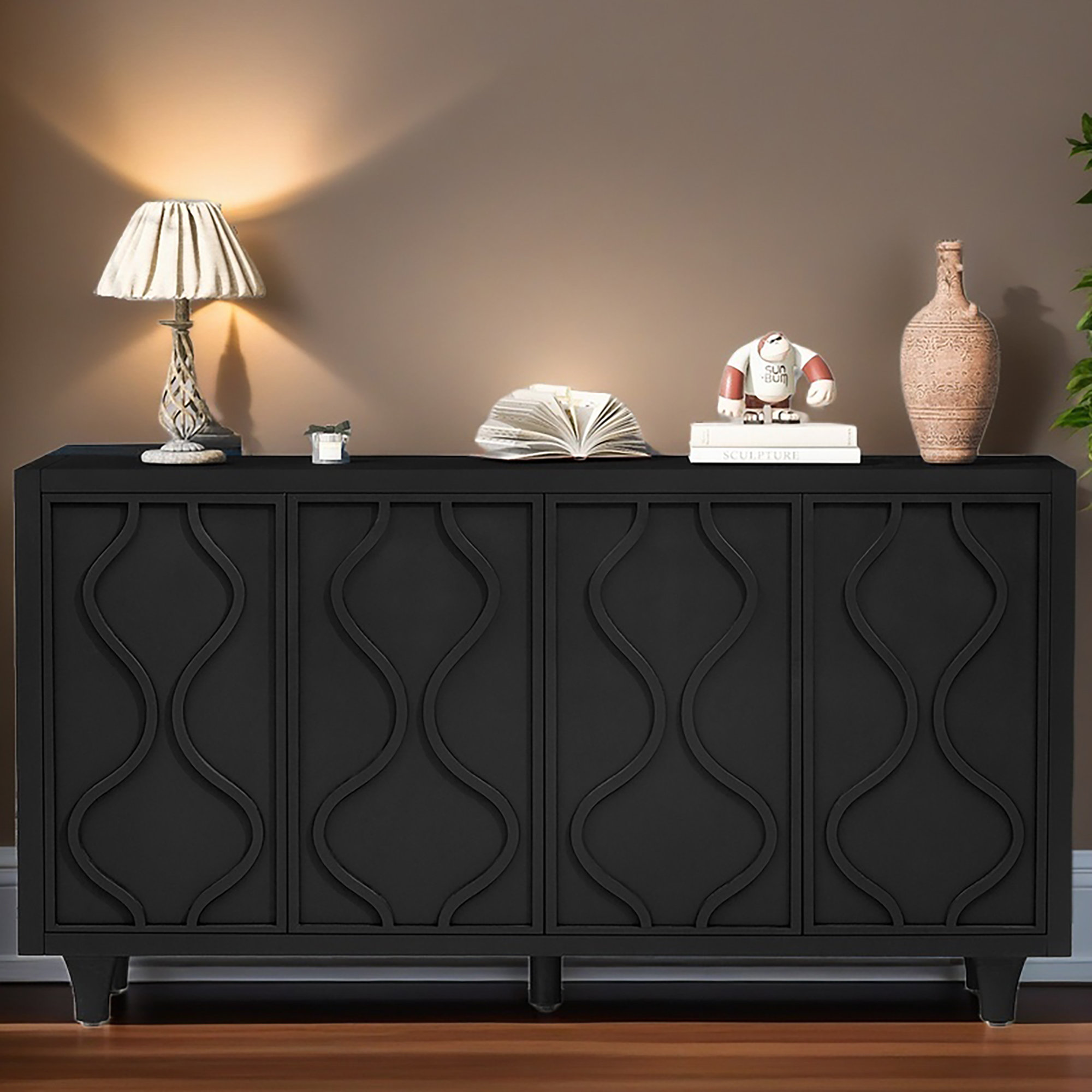 George Oliver Stylish Storage Cabinet Sideboard Wooden Cabinet With ...