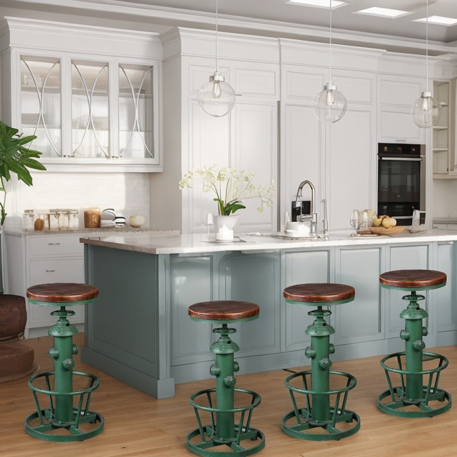 Williston Forge Set Of 4 Antique Industrial Round Bottom Adjustable ...