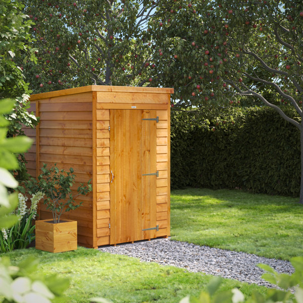 POWER 6.3 ft. W x 4.4 ft. D Solid Wood Overlap Pent Garden Shed ...