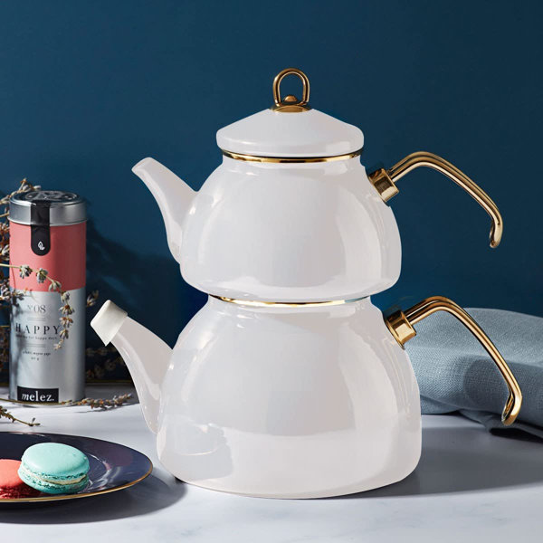 Karaca Retro Enamel Induction Teapot Set | Wayfair.co.uk