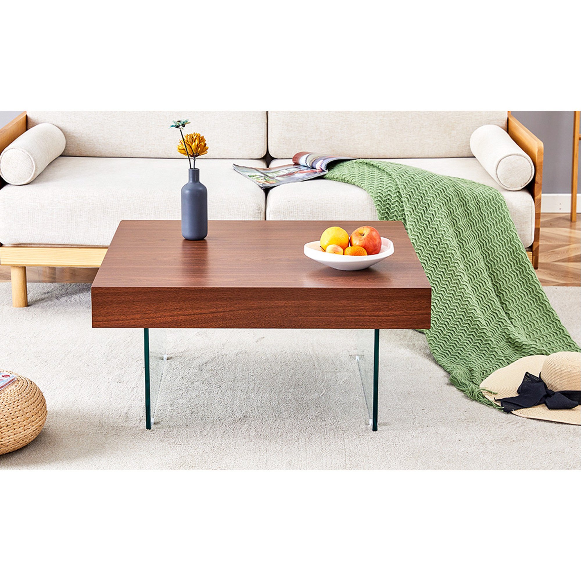 Wrought Studio Table basse colorée carrée en panneau de fibres à ...