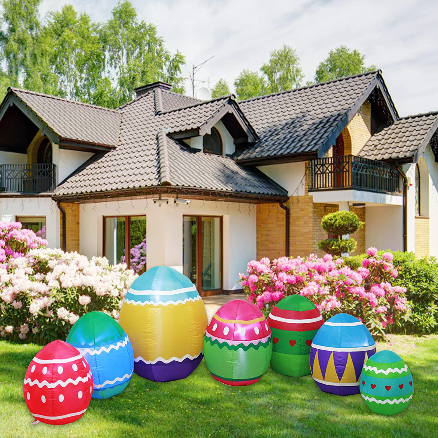 The Holiday Aisle® 9 Feet Long Inflatable Easter Eggs Colourful Party ...