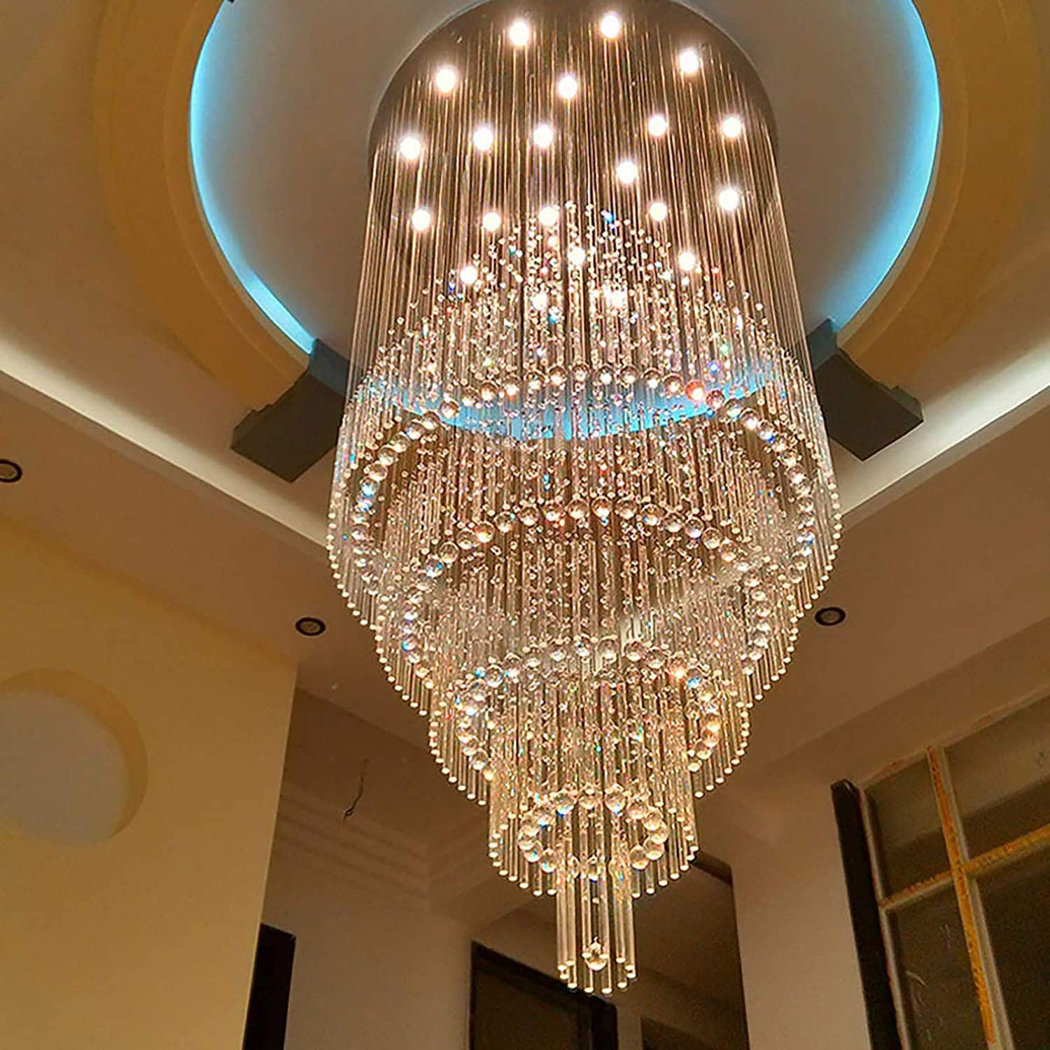 Rosdorf Park Dmani W40'' x H130'' Empire Crystal Chandelier for Foyer ...