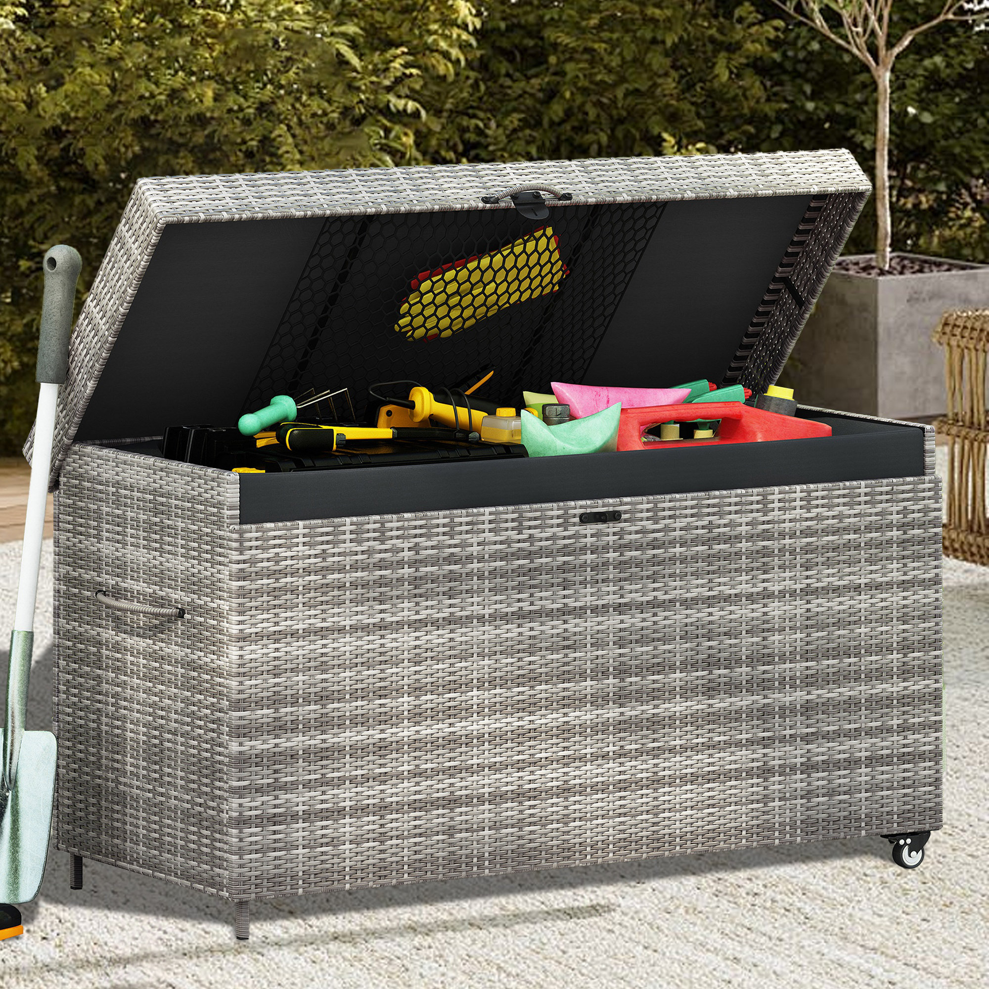 Comfy Cartel 200 Gallon Wicker Deck Box With Outdoor Storage For Patio ...