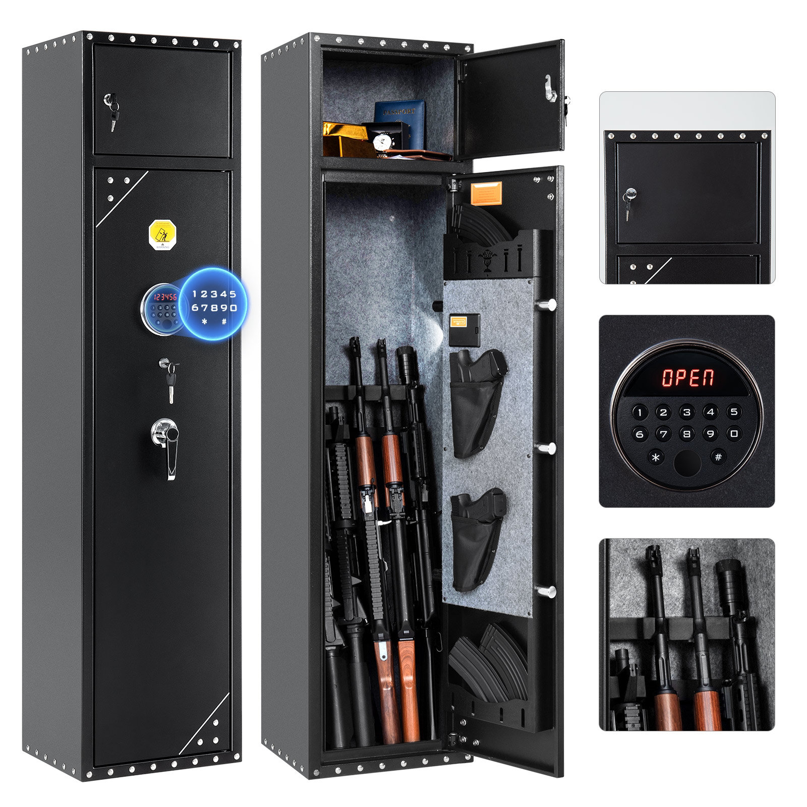 Blacksmith Upgraded Gun Safes with Drawer & Removable Shelf, Gun ...