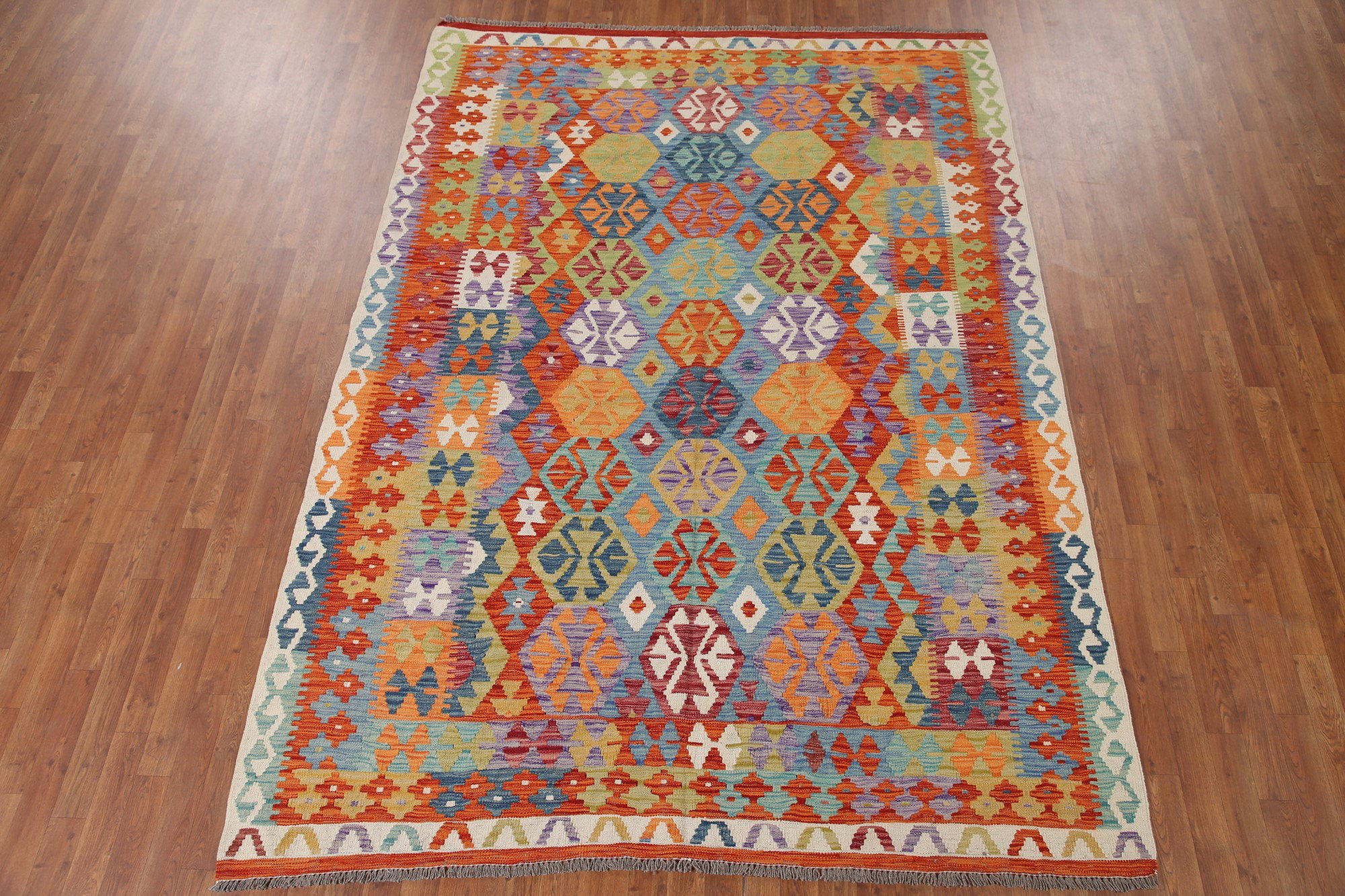 Dakota Fields Reversible Wool Kilim Oriental Area Rug 7x9 | Wayfair