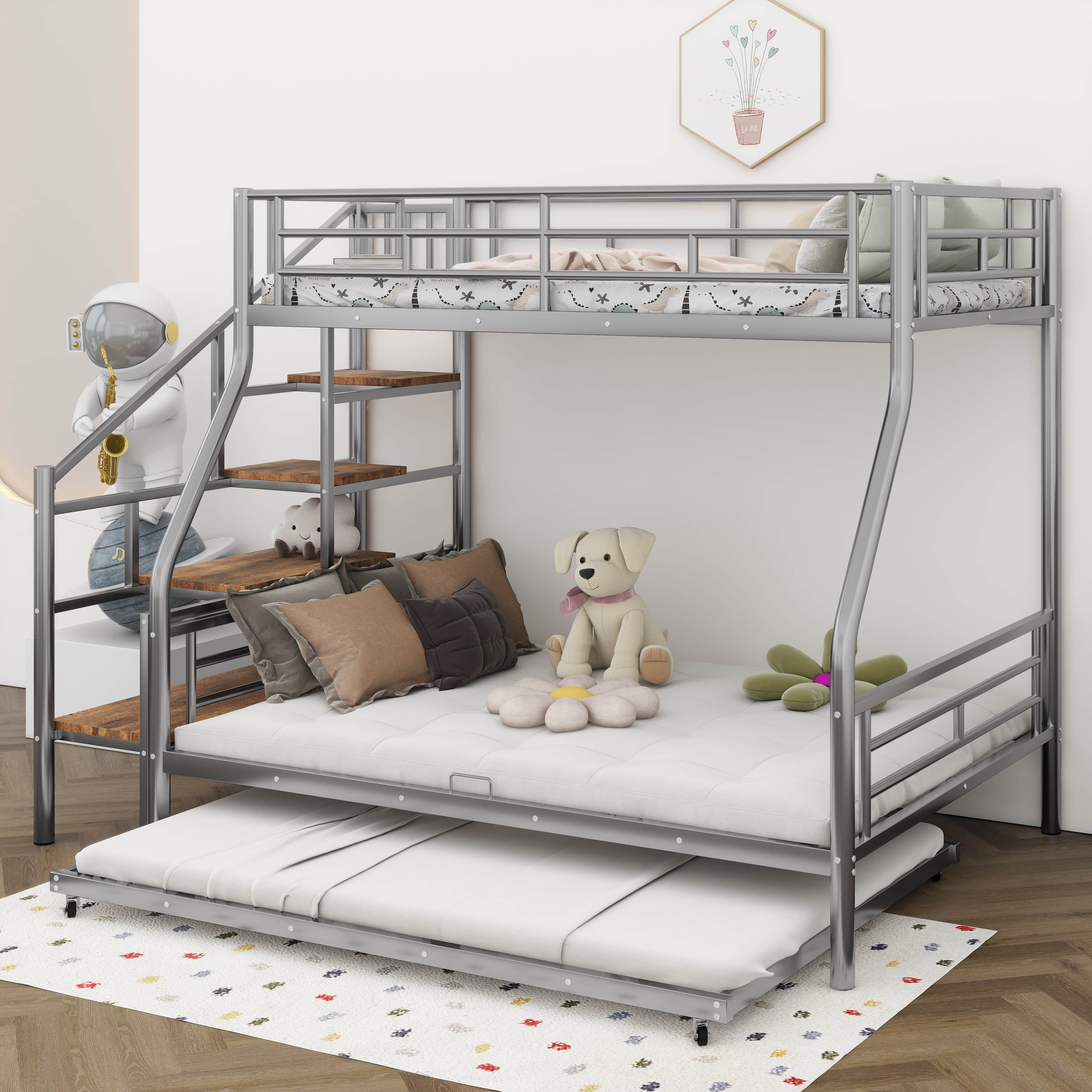 Mason & Marbles Metal Twin-Over-Full Bunk Bed With Spacious Bottom Bunk ...