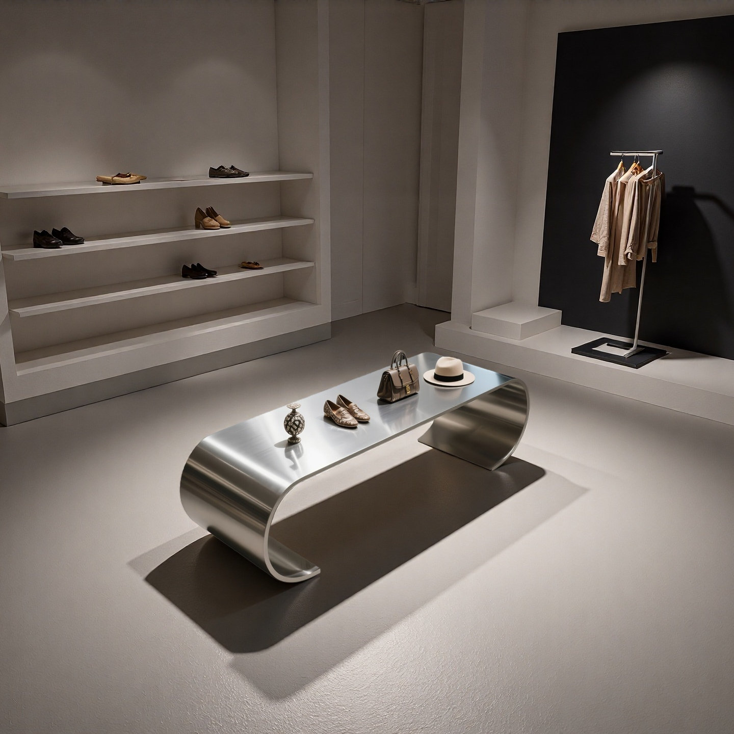 Orren Ellis Stainless steel display table for clothing store - Wayfair ...