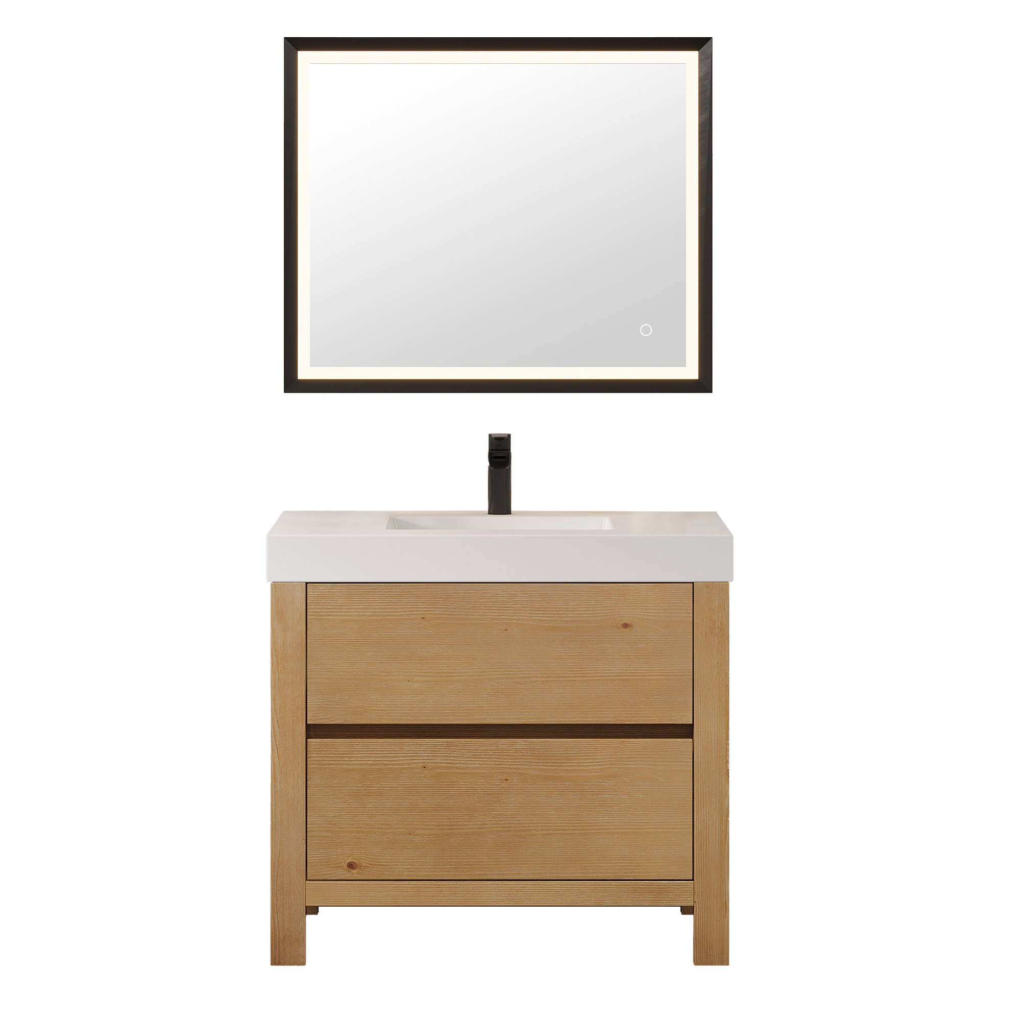 Hokku Designs Caledon 36" Single Bathroom Vanity in Weathered Fir with ...