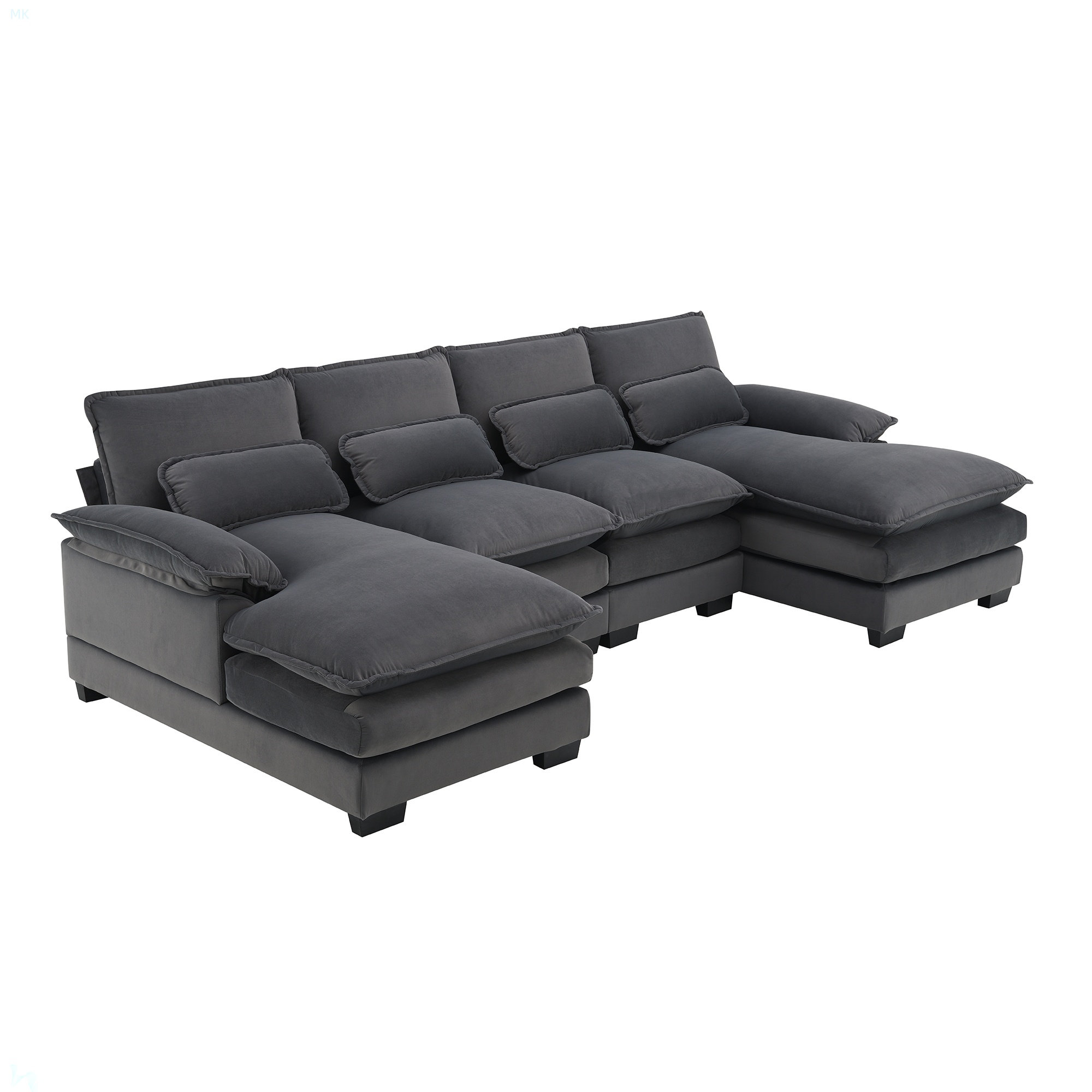 Latitude Run® 110*55" Modern U-Shaped Sectional Sofa With Waist Pillows ...