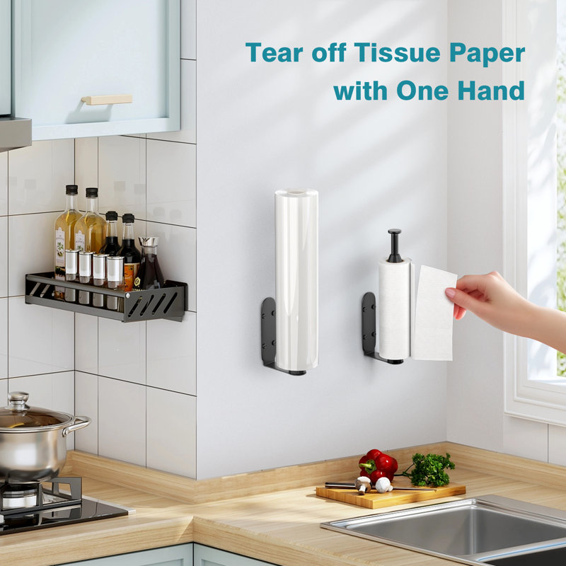 Rebrilliant Wall Mounted Paper Towel Holder One Hand Operation ...