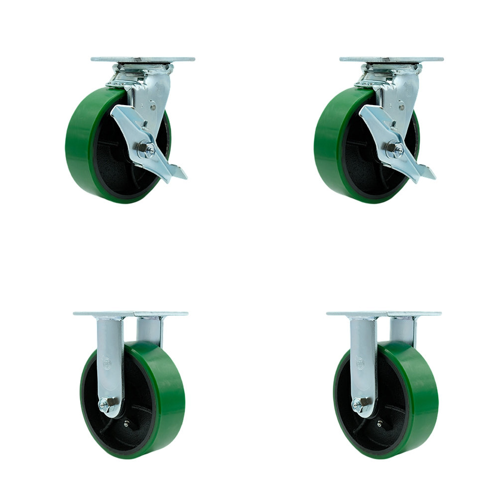 Service Caster Tool Box Caster Wheel Set – 6 Inch Green Poly on Cast ...