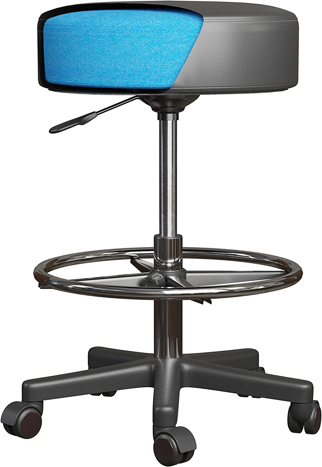 Inbox Zero Karsson Luxton Ergonomic Rolling Stool-Double Padding-Memory ...