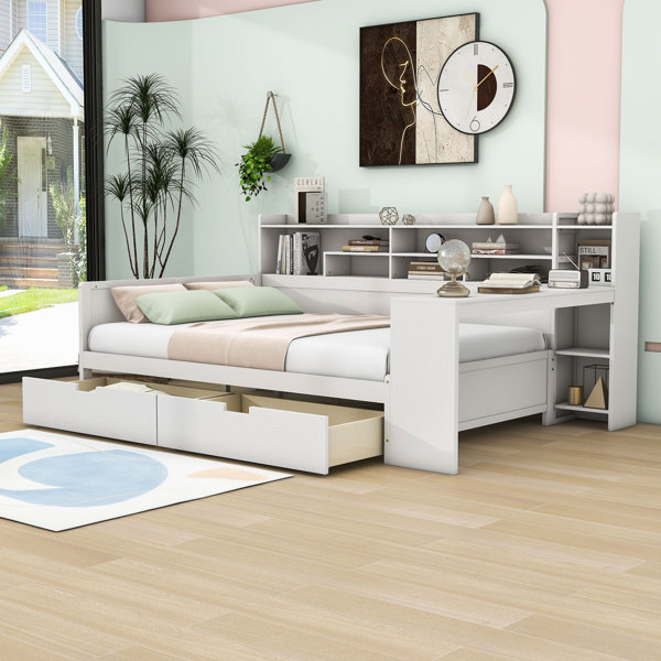 Lark Manor™ Wood Daybed with 2 Storage Drawers and Study Desk | Wayfair