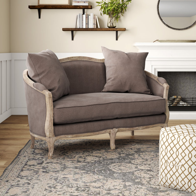 One Allium Way® Gracia 61" Linen Recessed Arm Loveseat with Reversible ...