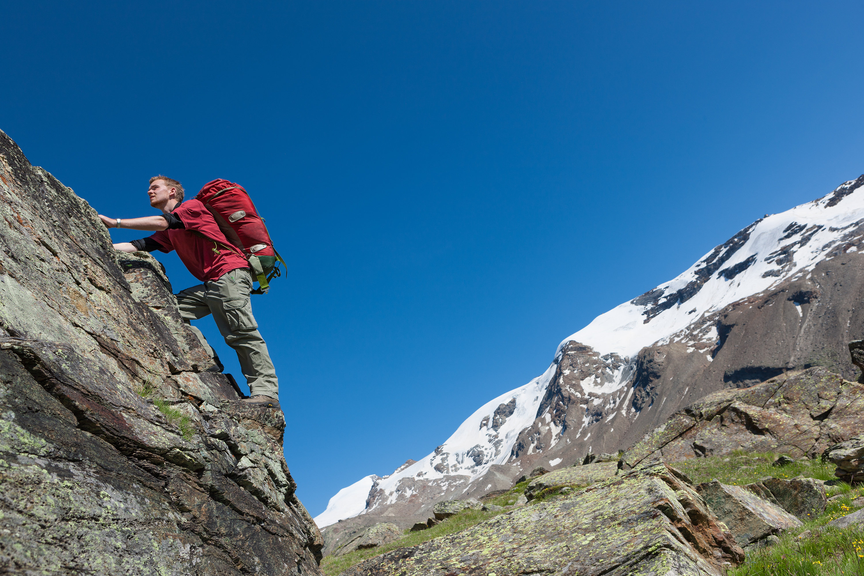 Millwood Pines Man Climbing up Rock - Wrapped Canvas Photograph | Wayfair