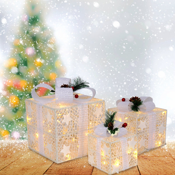The Holiday Aisle® Led Lit Gift Box Decorations Christmas Decoration ...