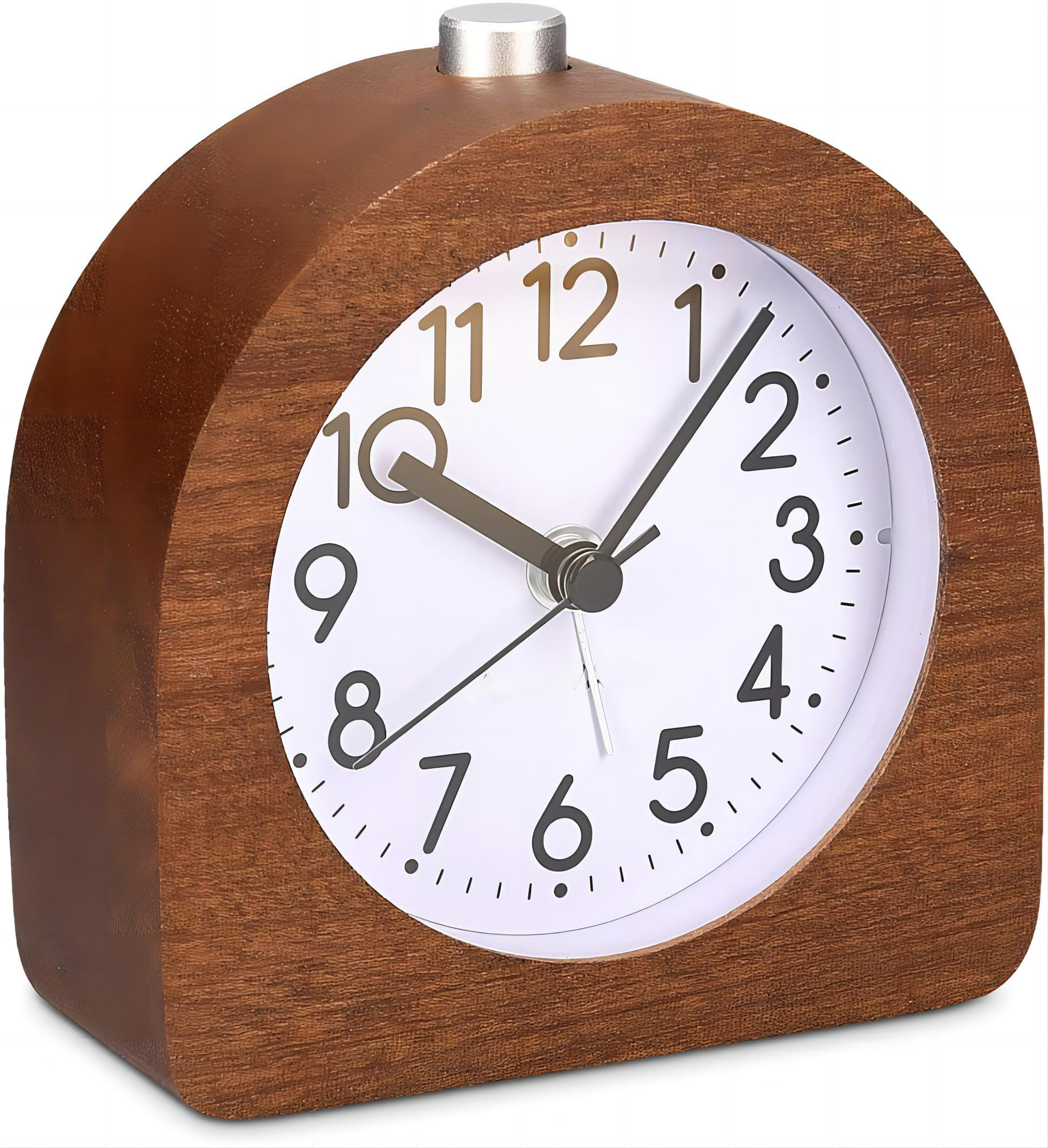 Latitude Run® Wood Analog Alarm Clock - Half-Round Battery-Operated Non ...