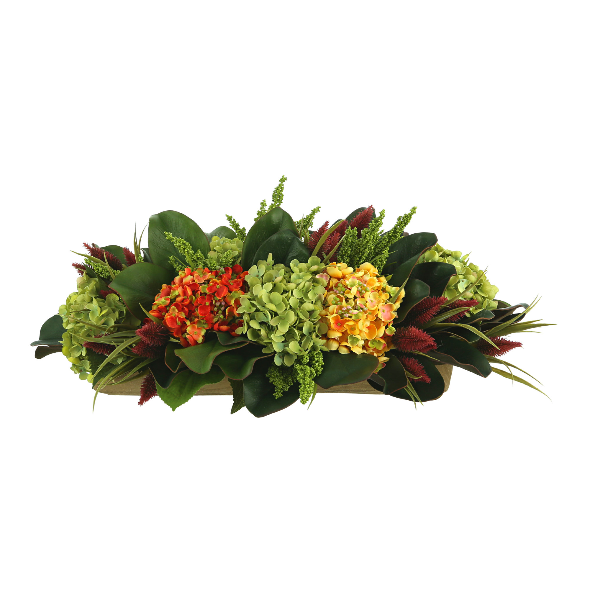 Primrue Fall Floral Arrangement with Hydrangeas and Magnolia Leaves ...