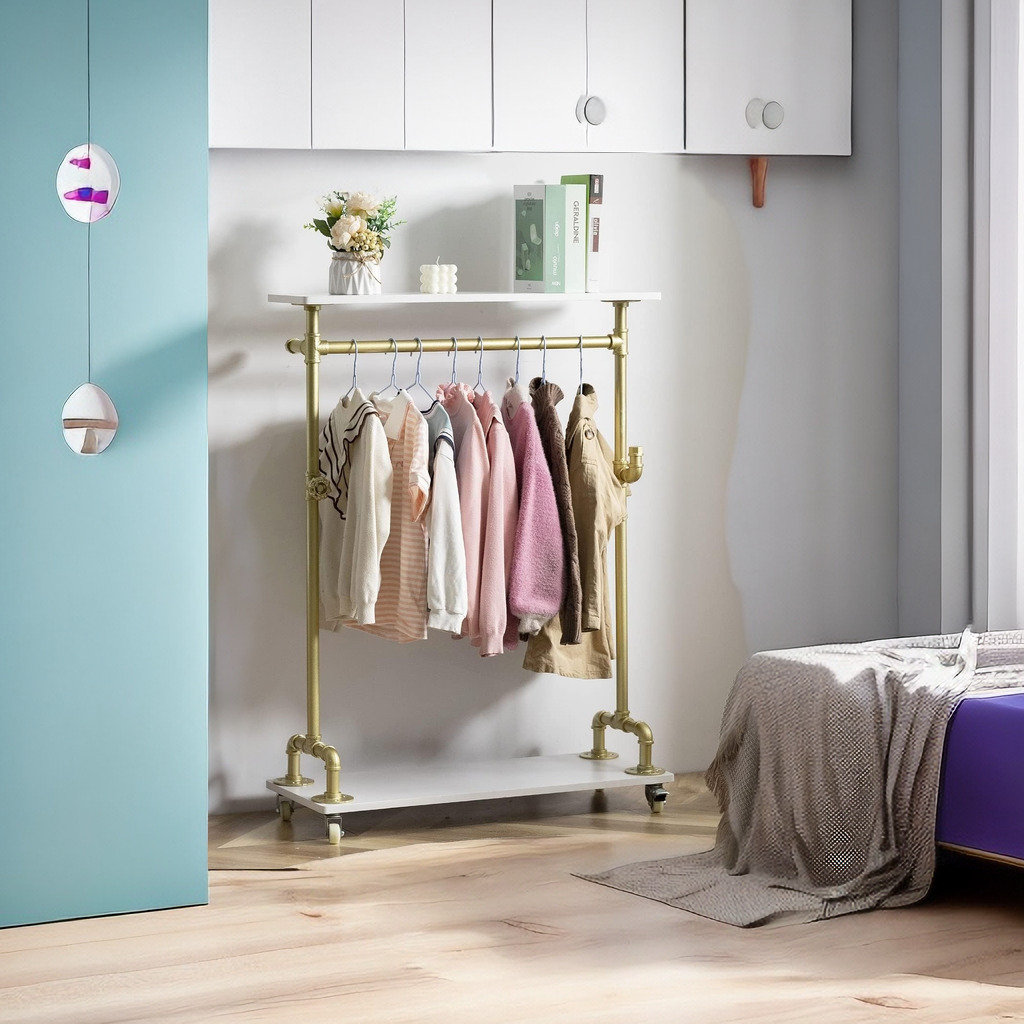 Rebrilliant Nermina Medium Density Fiberboard (MDF) Rolling Clothing ...