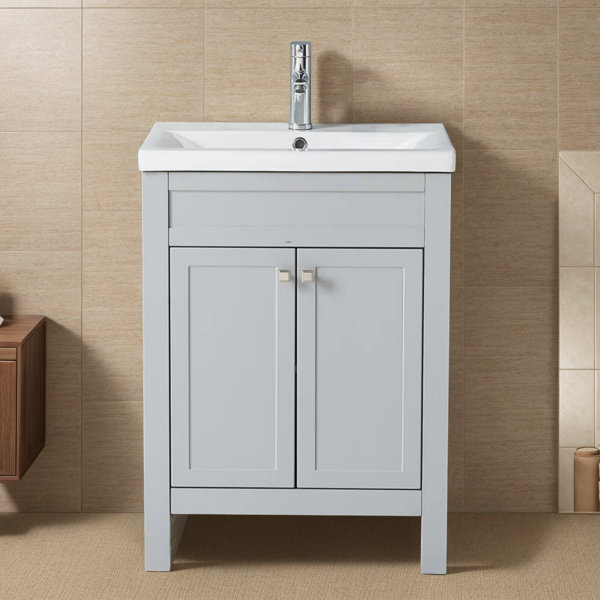 Winston Porter 24'' Freestanding Grayish Modern Single Bathroom Vanity ...