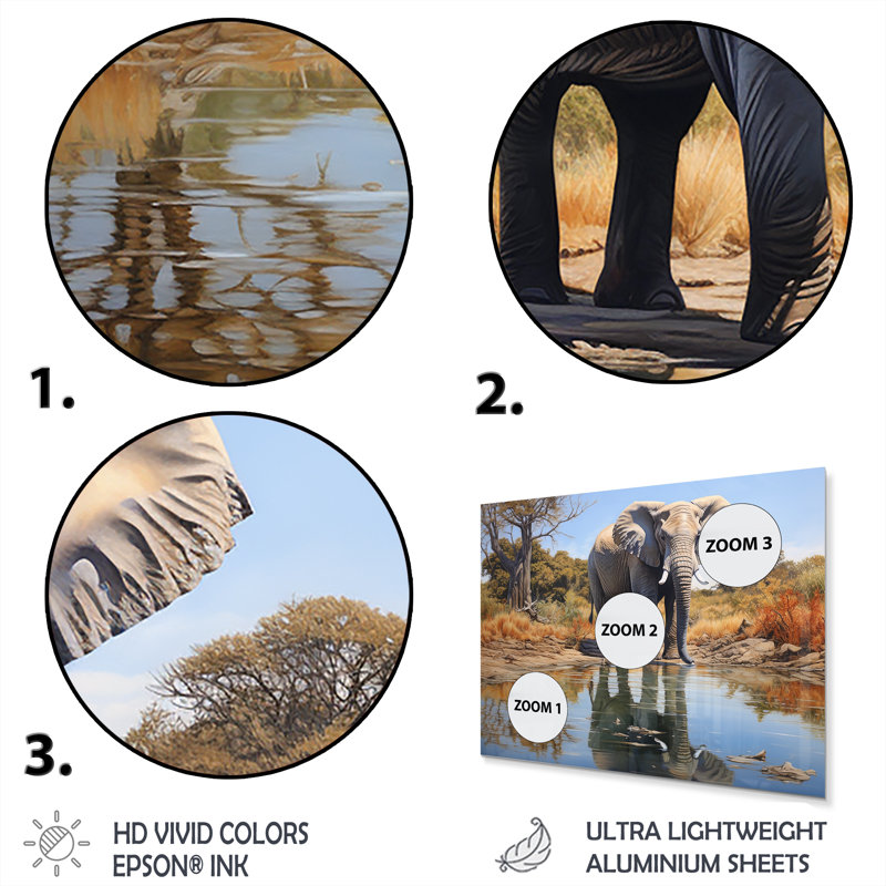 Bungalow Rose Elephant Reflection - Animals Metal Wall Art Set | Wayfair