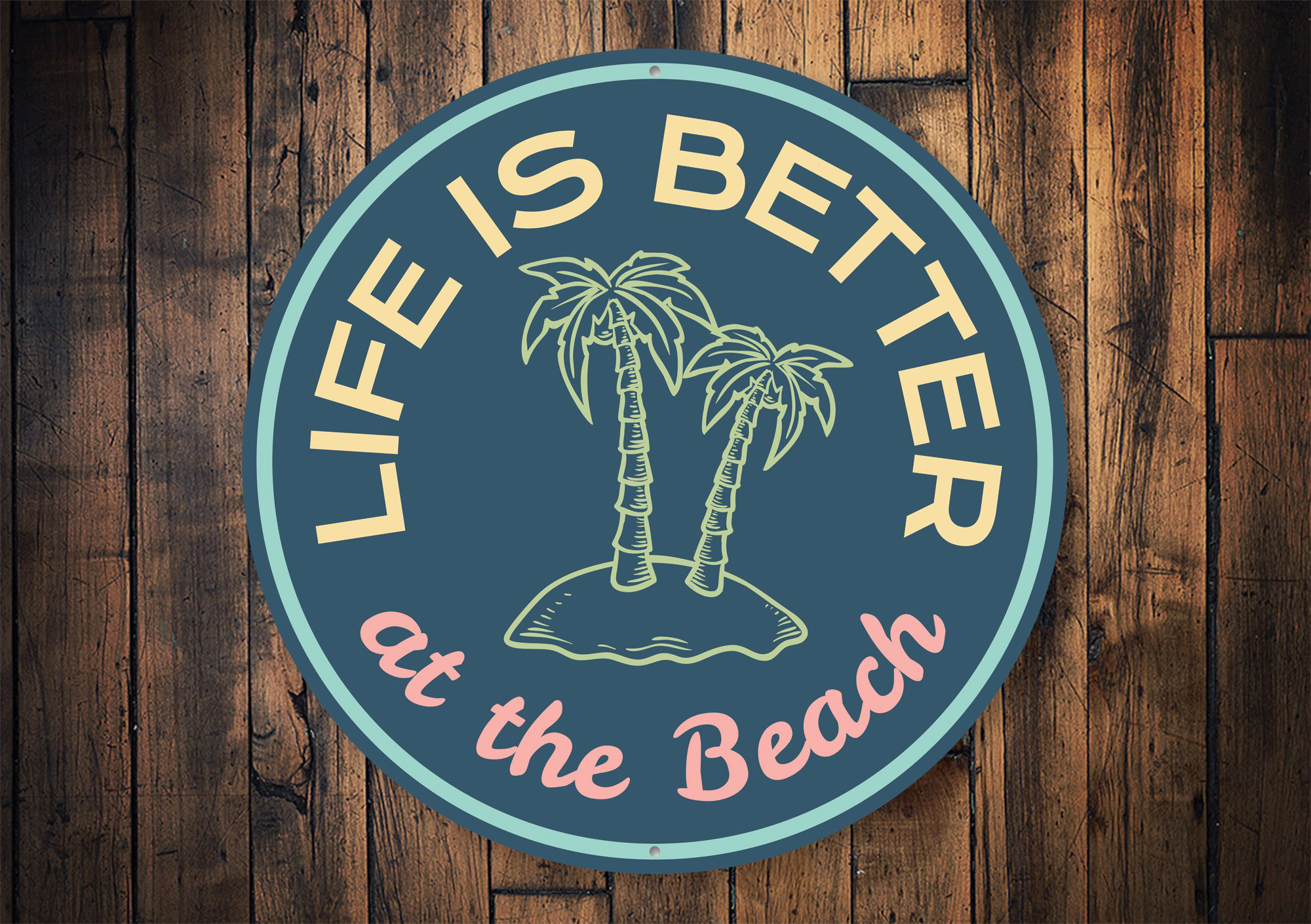 Lizton Sign Shop, Inc Beach Palm Tree Aluminum Sign | Wayfair