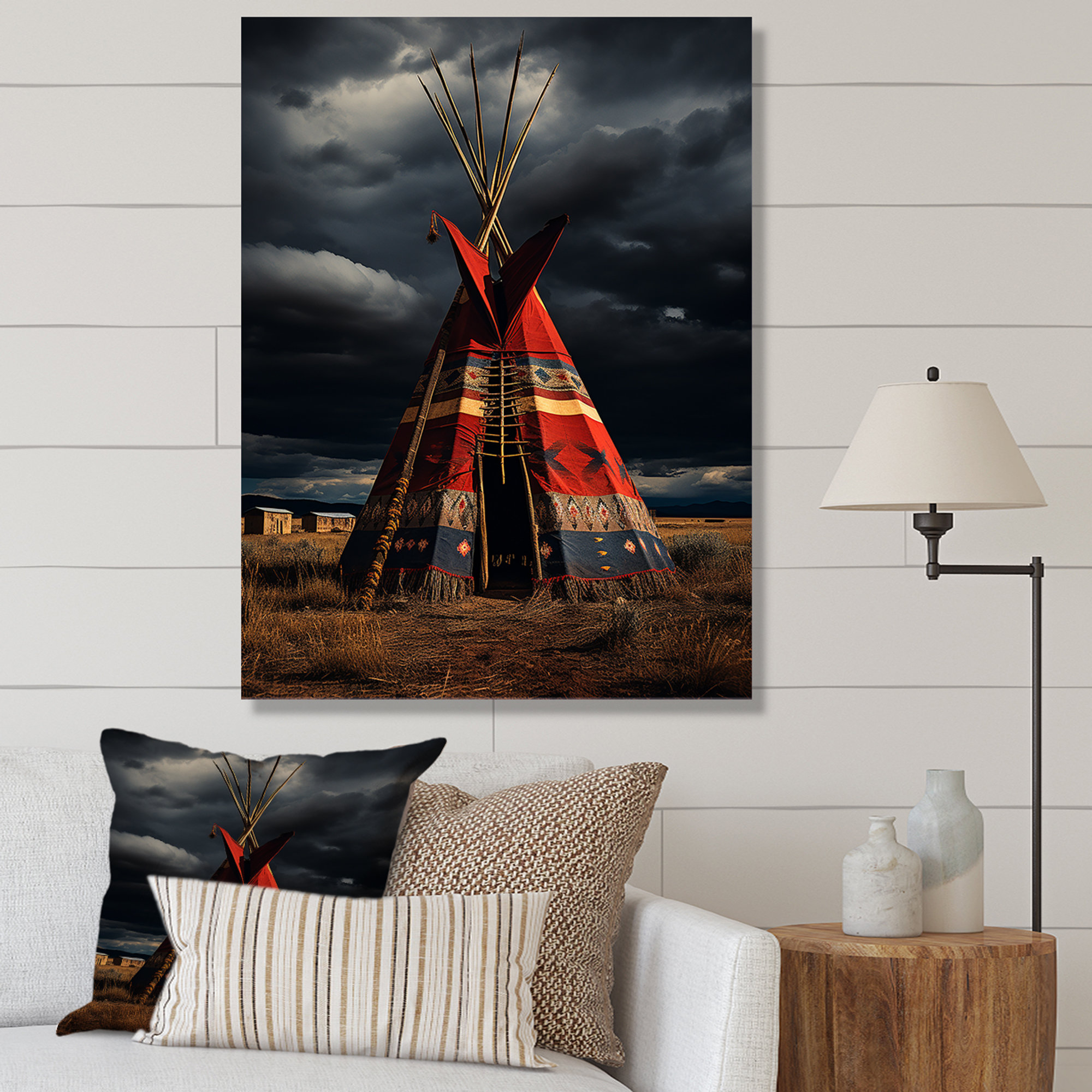 Dakota Fields Red Native Tipi Journey Of The Tribes - Cityscapes Wall ...