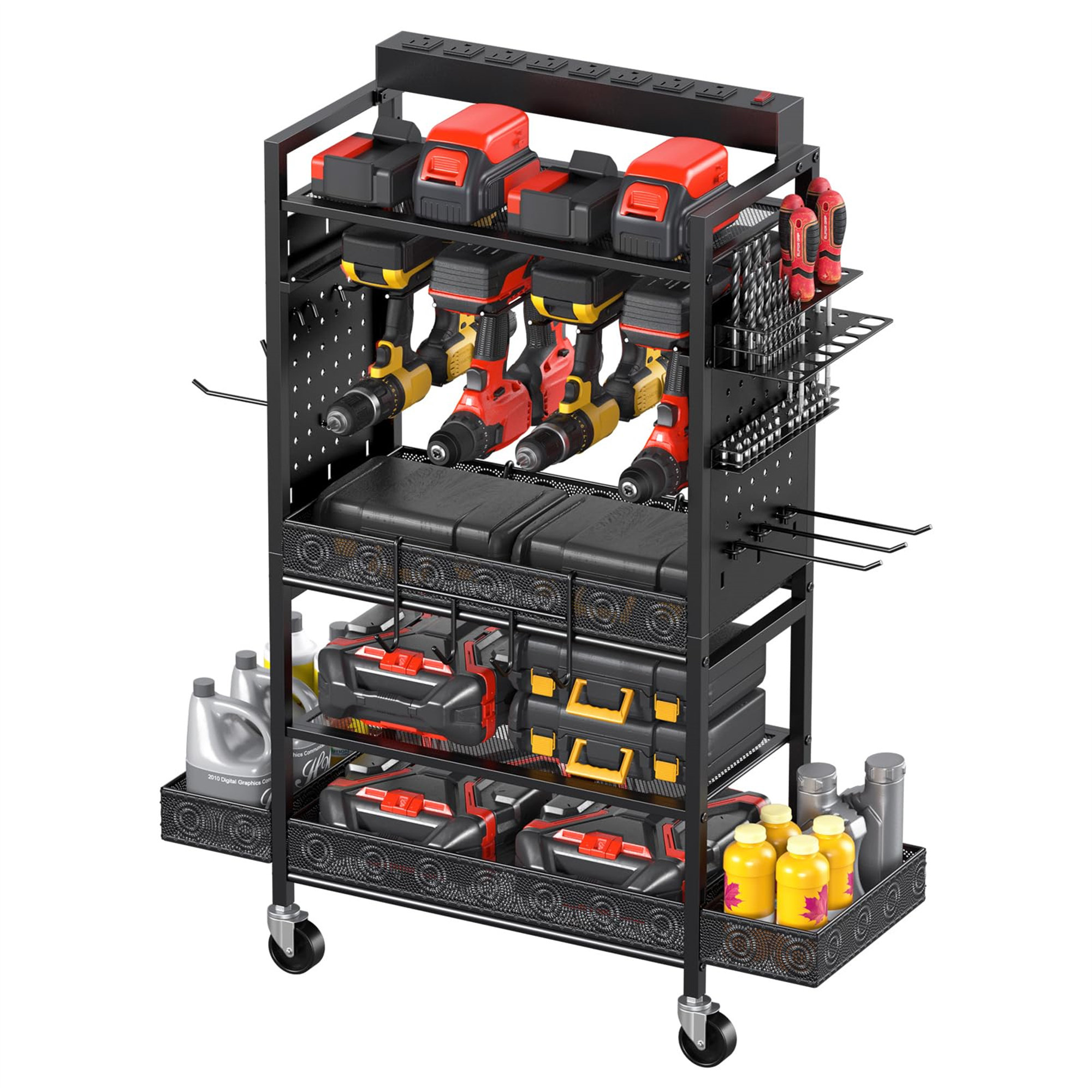 Blooming Garage Power Tool Organizer Cart With Charging Station ...