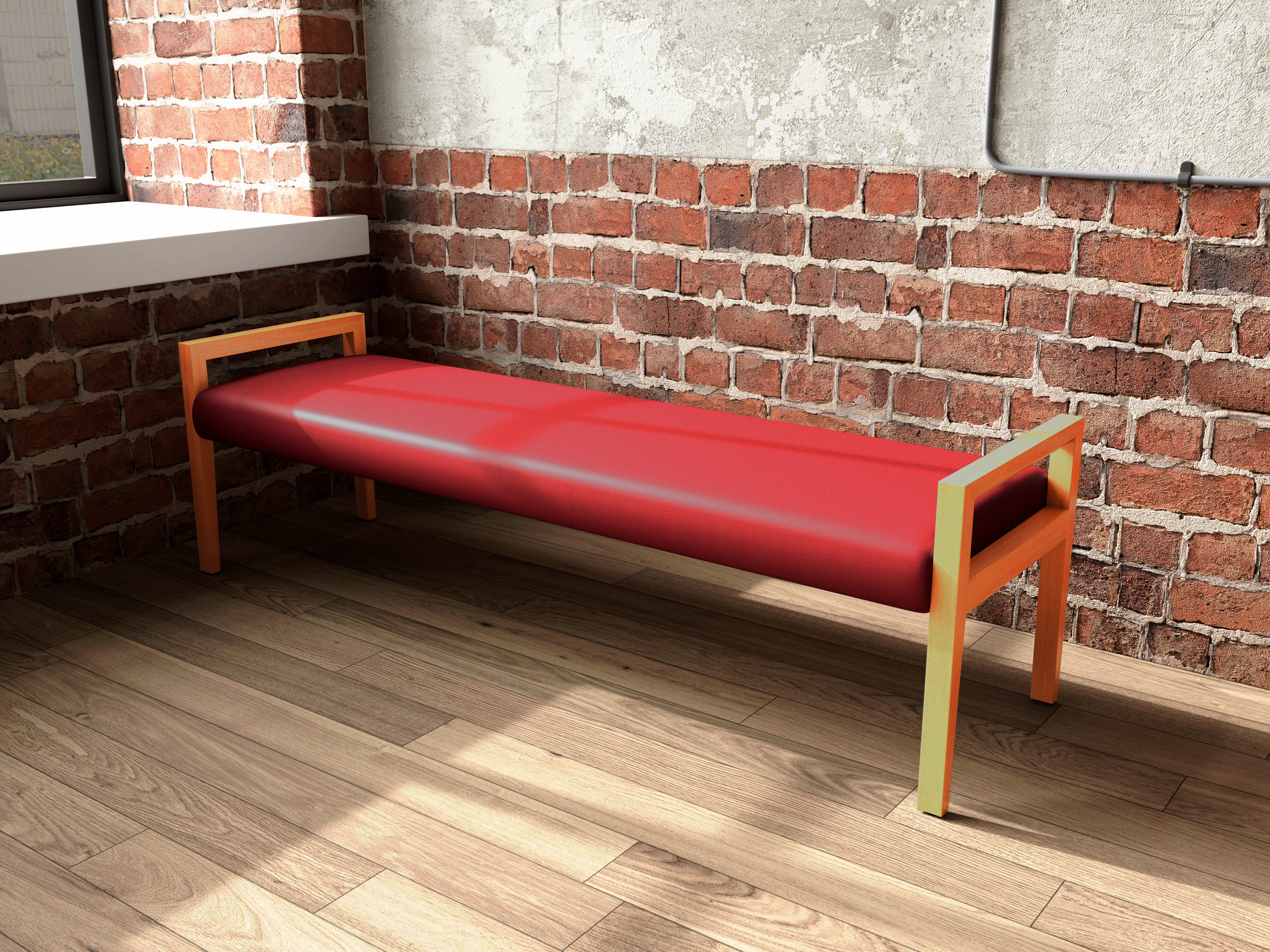 Lesro Brooklyn Waiting Reception 3 Seat Bench Wood Frame | Wayfair