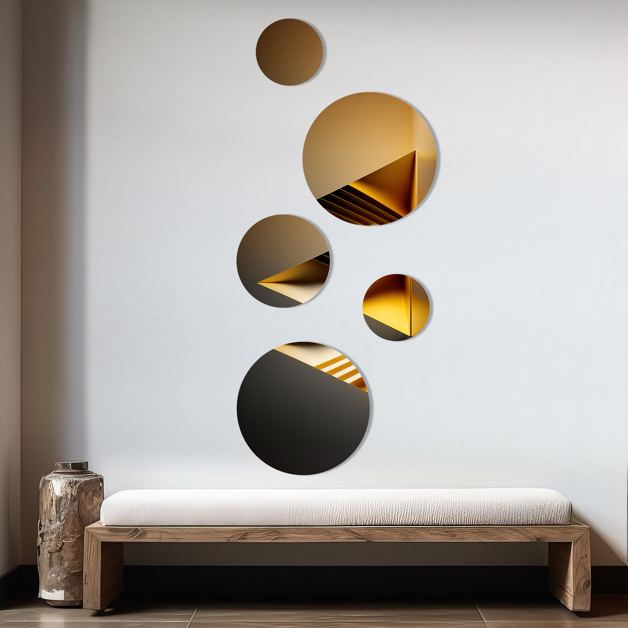 Design Art Monochrome Sacred Geometry IV - Modern Midcentury Metal Wall ...
