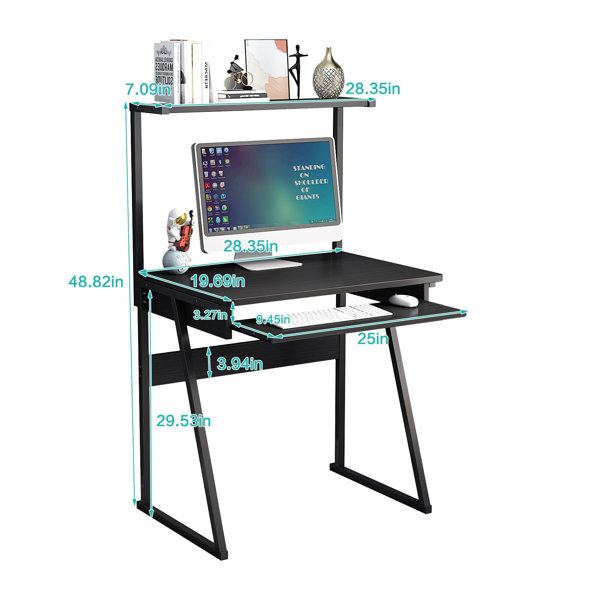 Hokku Designs 2-Tier Computer Desk with Keyboard Tray for Small Spaces ...