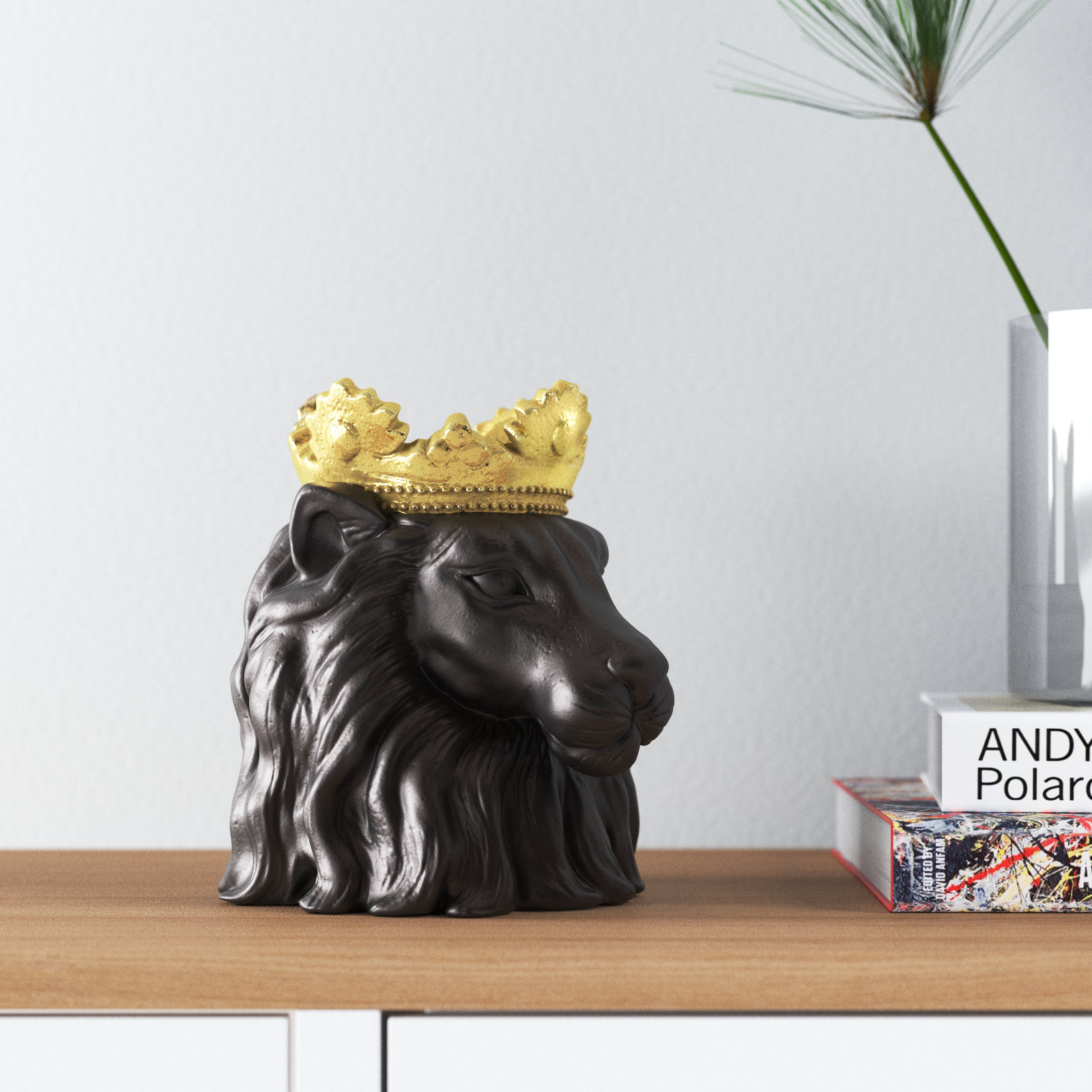 Willa Arlo™ Interiors Resin 9" Lion with Crown Planter - 9.0" x 7.0" x ...