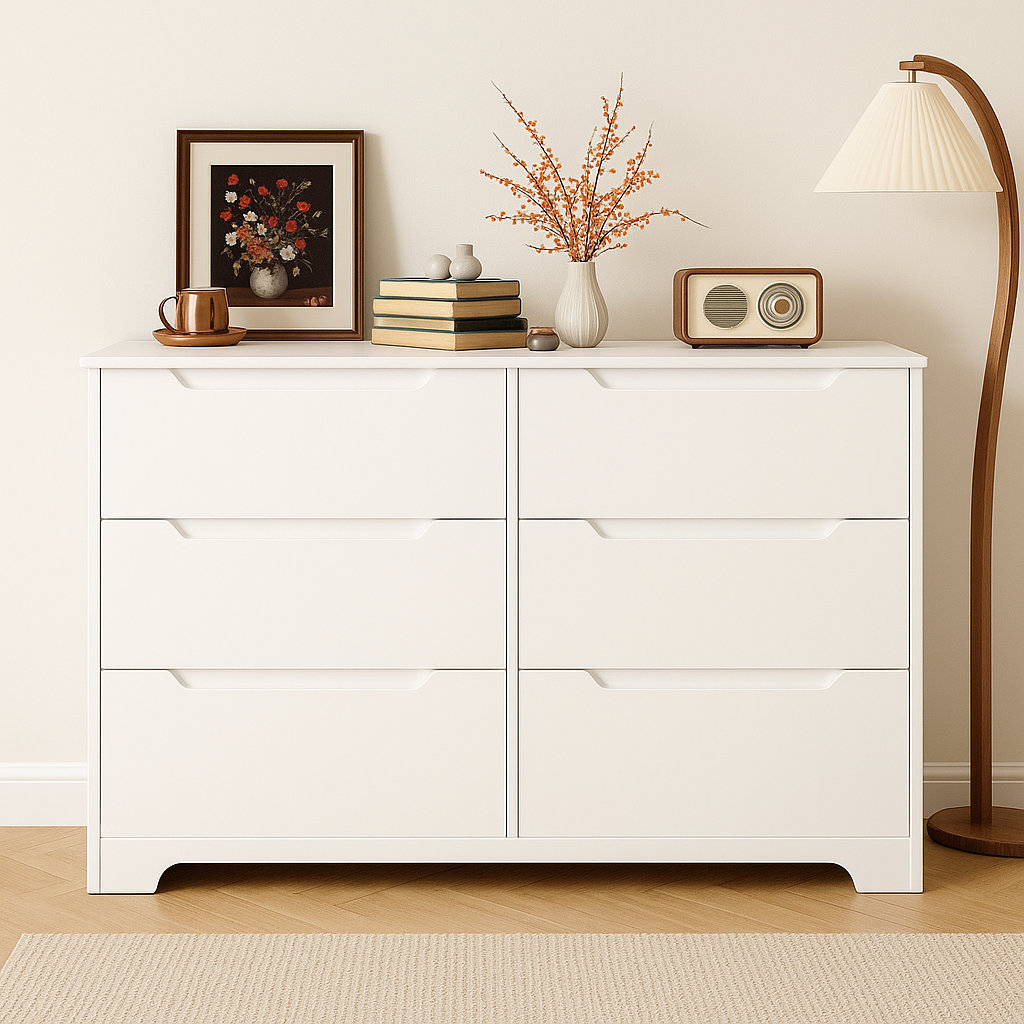 Ebern Designs 47.3'' Modern Wooden Double Dresser with 6 Drawers for Bedroom Storage & Reviews ...