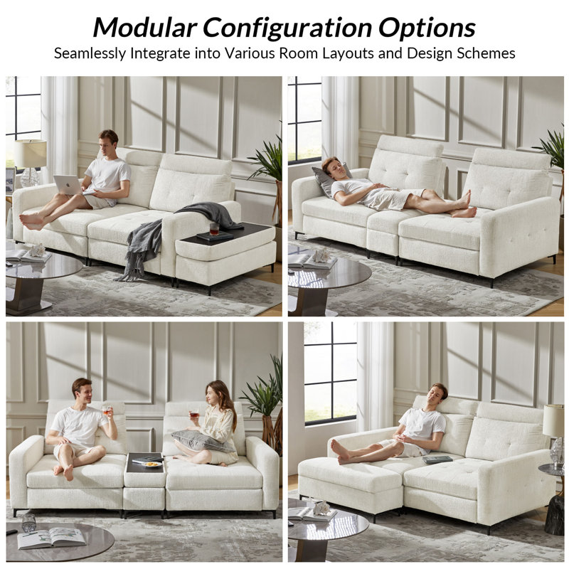 Wrought Studio™ Atavia 97" Boucle Tufted Extra-Deep Modular Sleeper ...