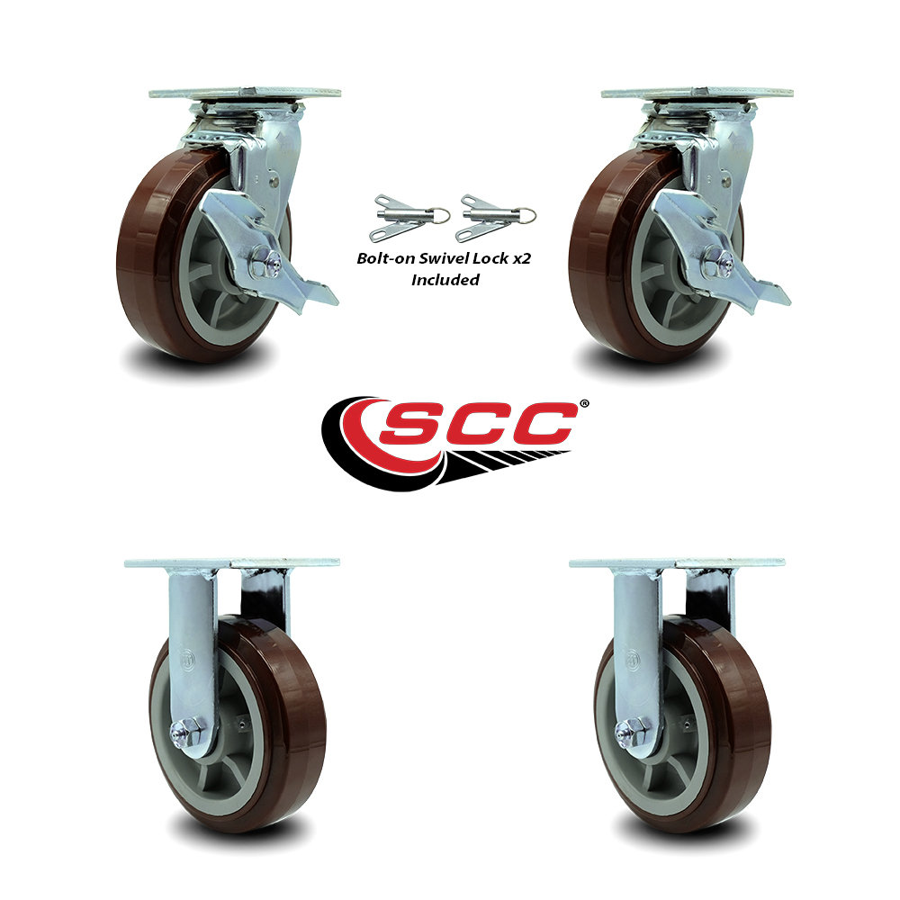 Service Caster Greenlee Caster Set – GMX Cart –2 Swivel Brakes Bolt On ...