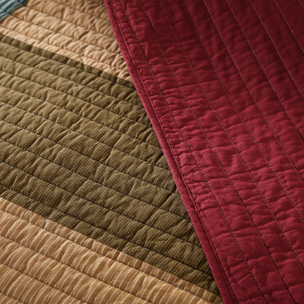 DaDa Bedding Classical Reversible Real Patchwork Striped Quilt Set ...