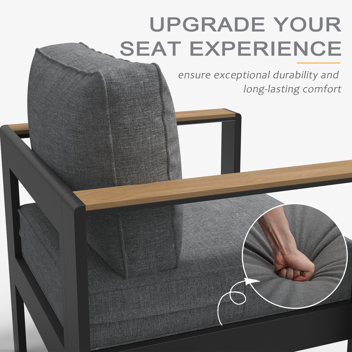 Latitude Run® Outdoor Aluminum Furniture Set with Coffee Table, Modern ...