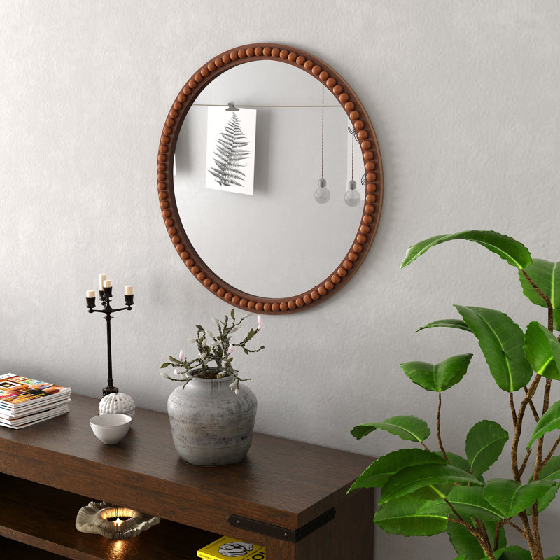 Bungalow Rose Joseba Round Wood Wall Mirror | Wayfair