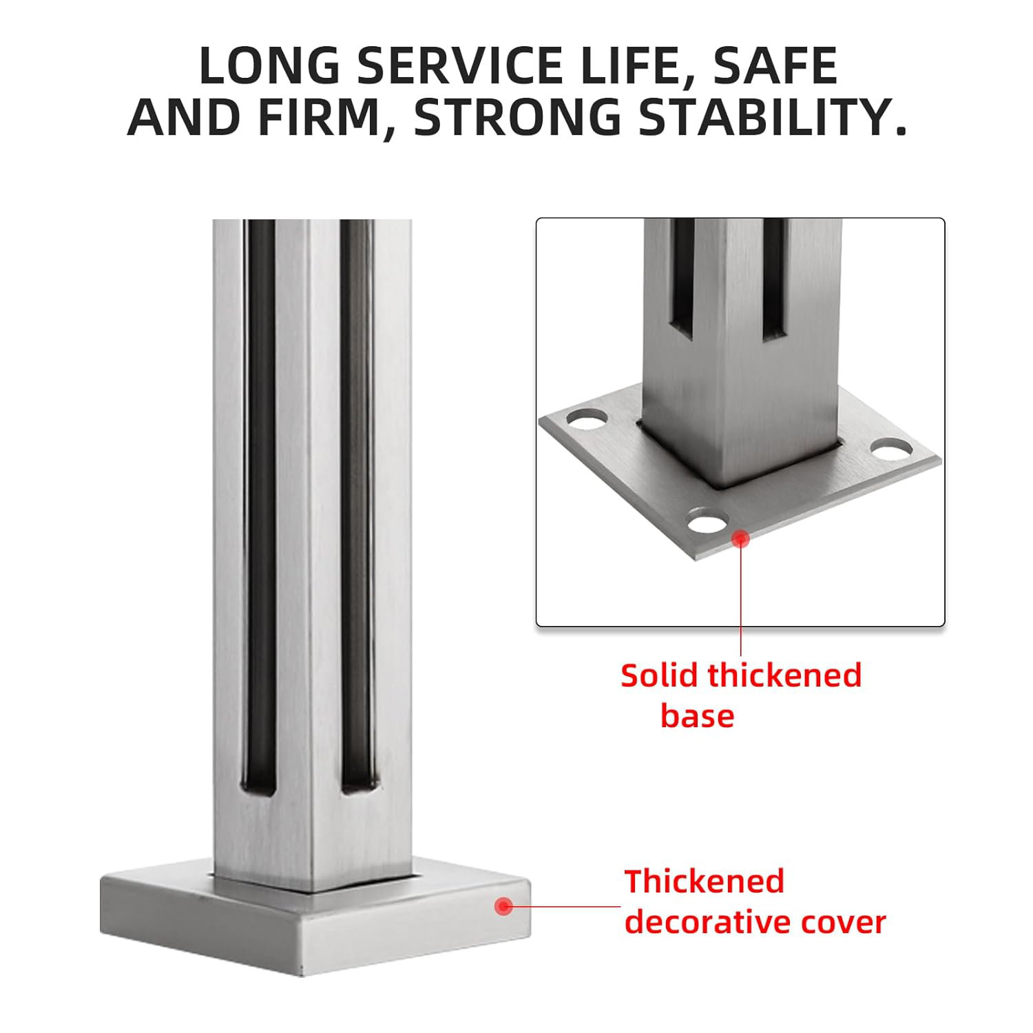 ERTCHUE RIED 39.4" Silver Stainless Steel Glass Railing Post System For ...