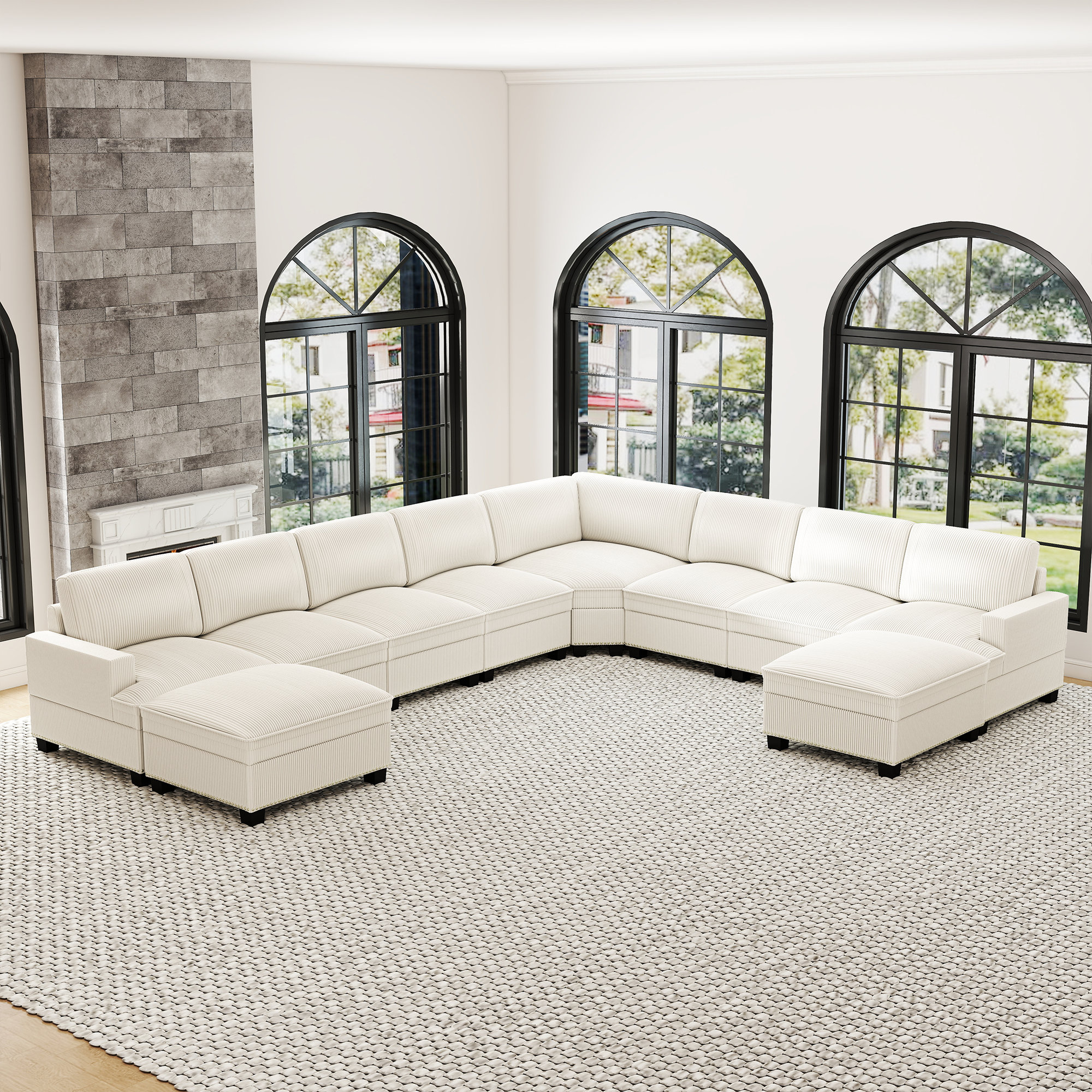 Latitude Run® 10-Piece Modern Spacious Corner Sectional Sofa, Cloud ...