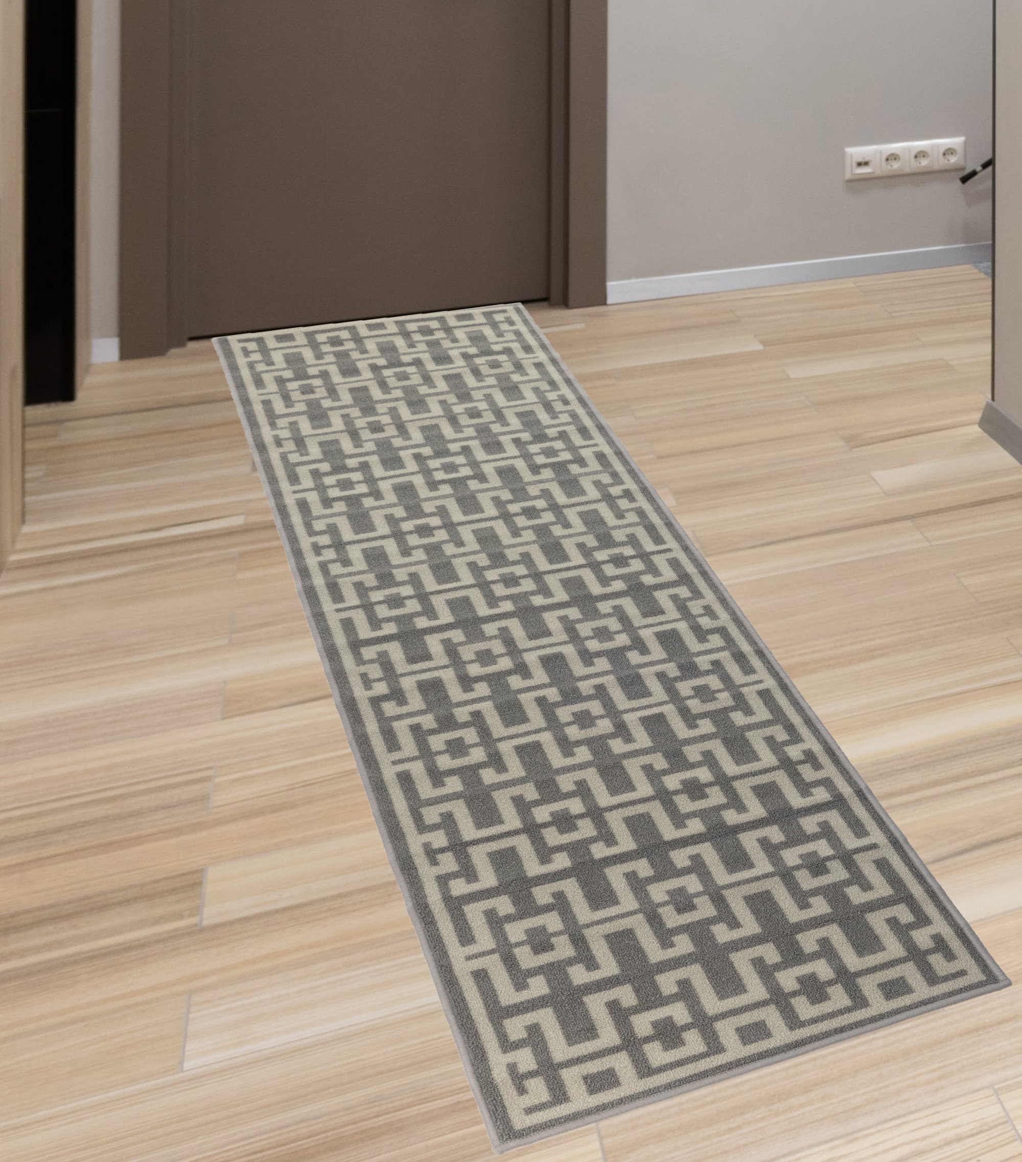 Mercer41 Greek Key All Over Slip Resistant Low Pile Runner Rug ...