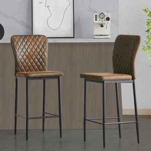 17 Stories Vintage Upholstered Suede Armless Bar Stool | Wayfair