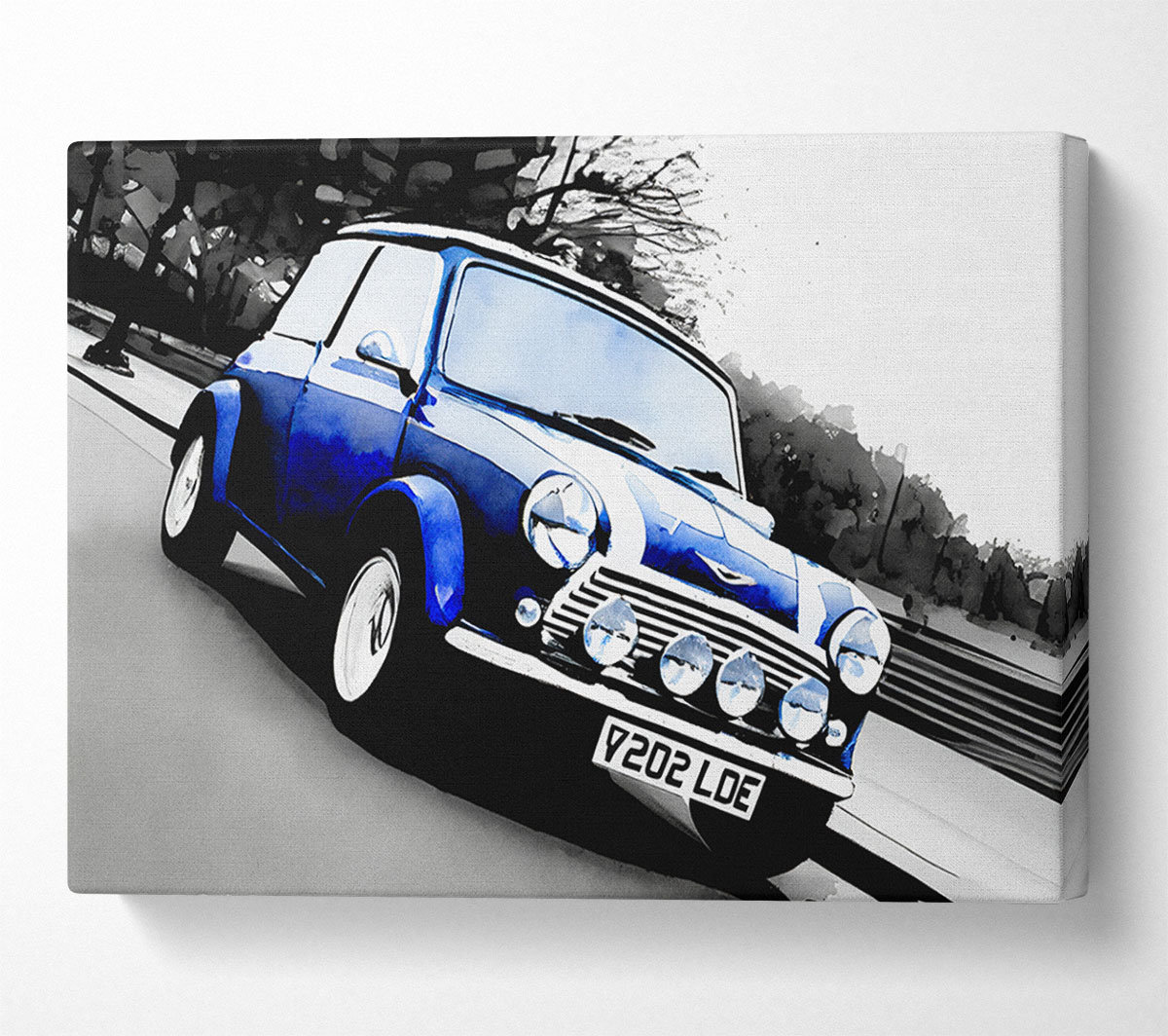 Latitude Run Mini Cooper Retro Blue - Wrapped Canvas Art Prints ...