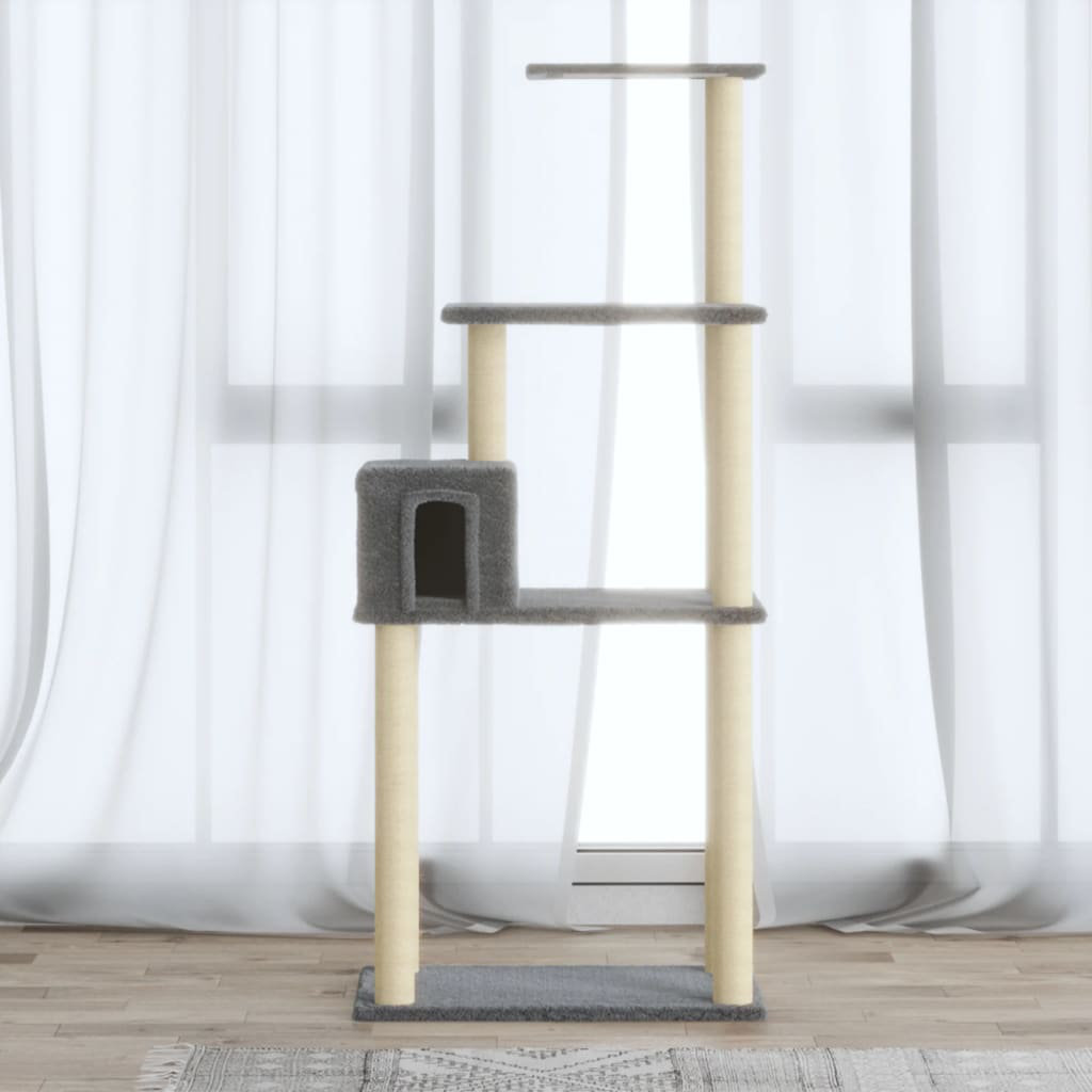 Latitude Run® Cat Tree Engineered Wood, Plush, Sisal 58 Inches Tall ...