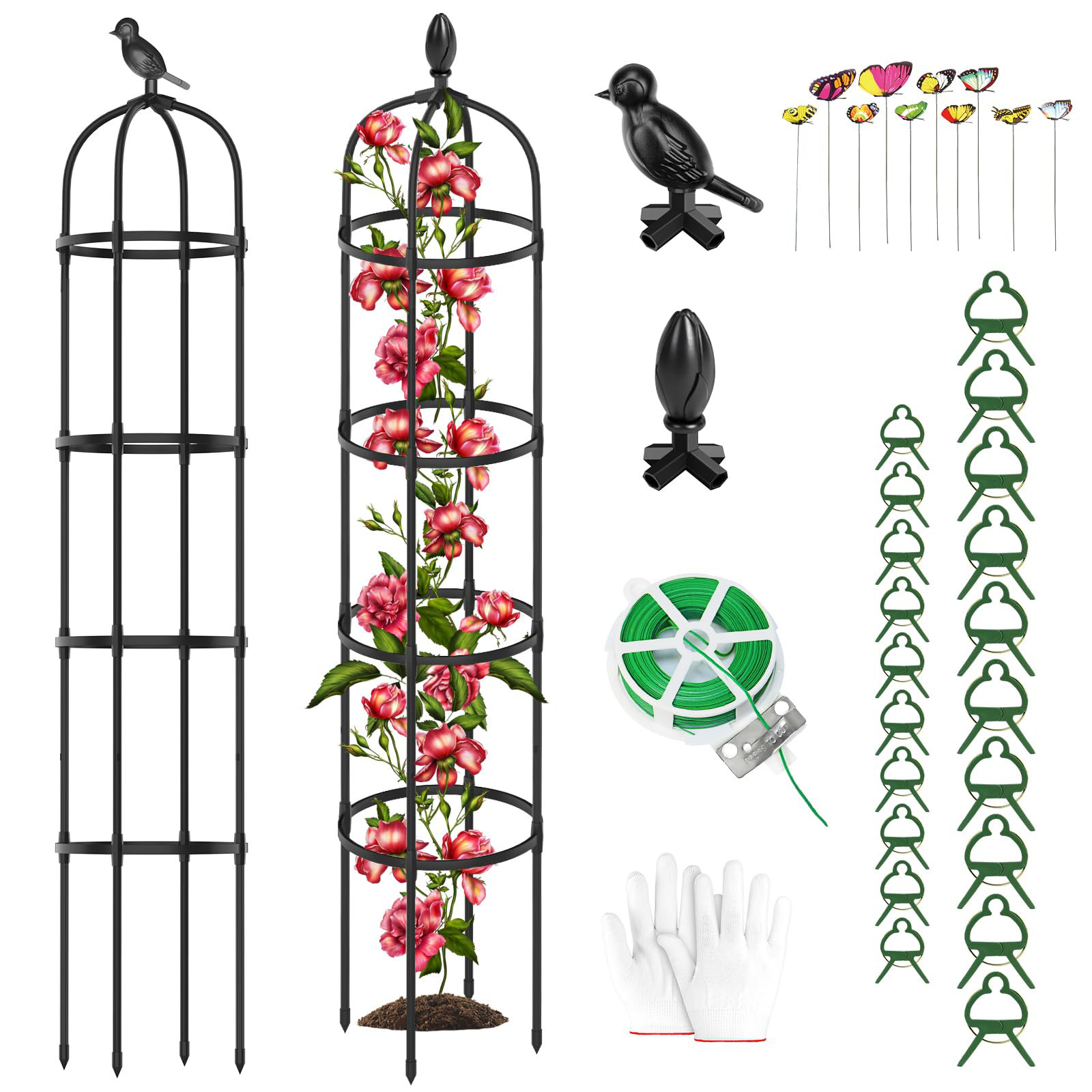 TWOTFUL 2 Pack Obelisk Trellis for Climbing Plants Outdoor, 6.6 Ft Tall ...