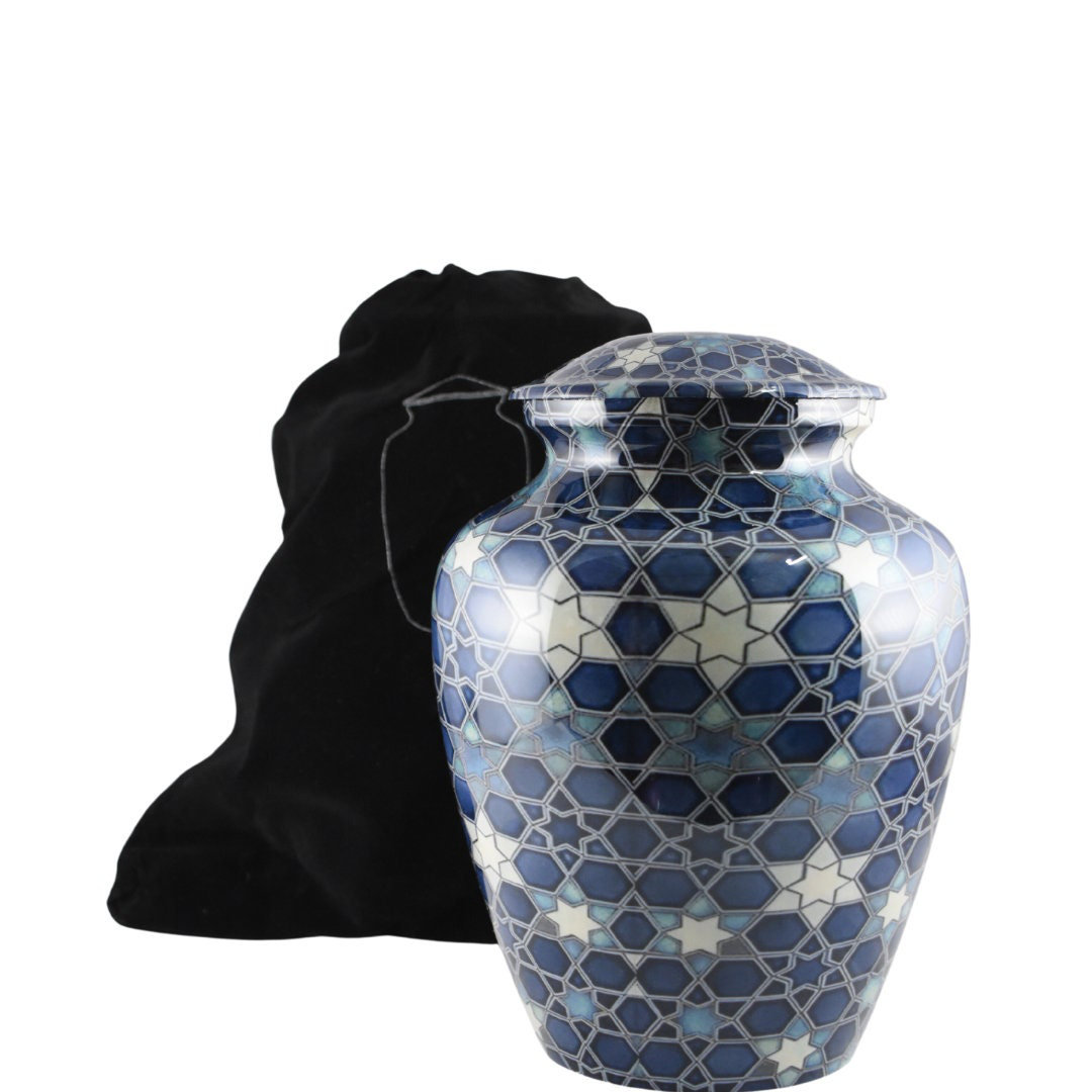 East Urban Home Handmade Blue Mosaic Star Pattern Urn | Wayfair