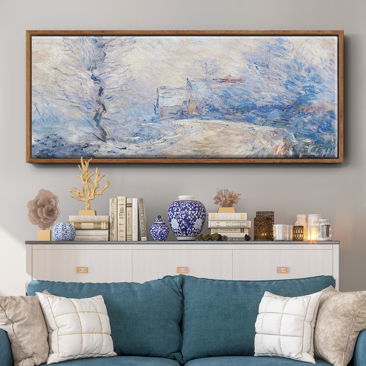 Wexford Home The Entrance to Giverny under the Snow, 1885- Framed Canvas | Wayfair