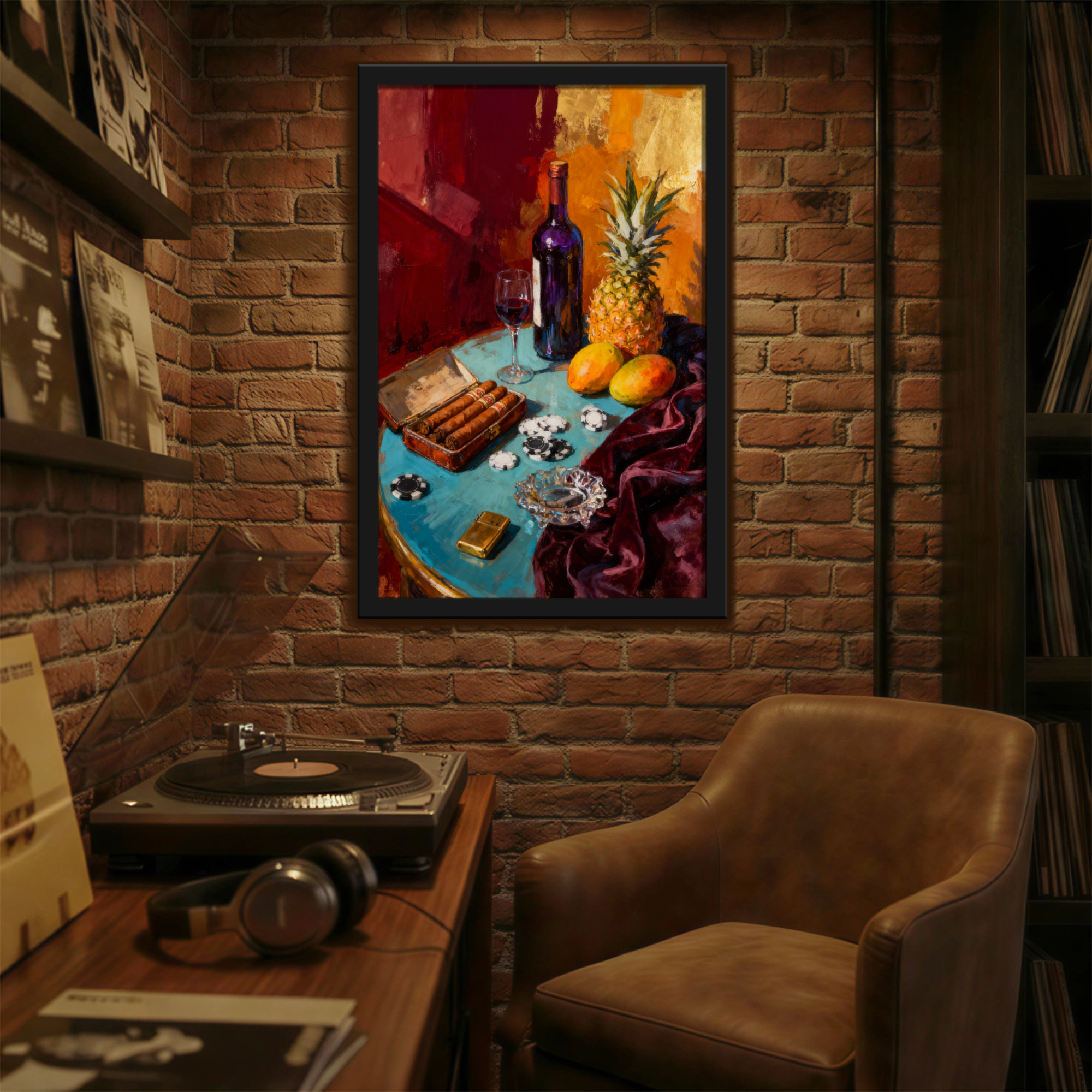 Astoria Grand Abstract Still Life With Wine Cigar And Fruit | Wayfair